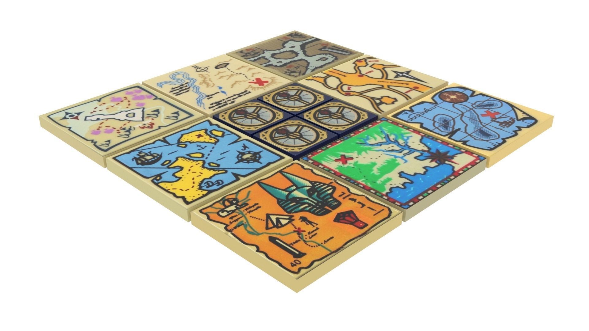 Treasure Adventure Lego Tiles Set 3D model | CGTrader