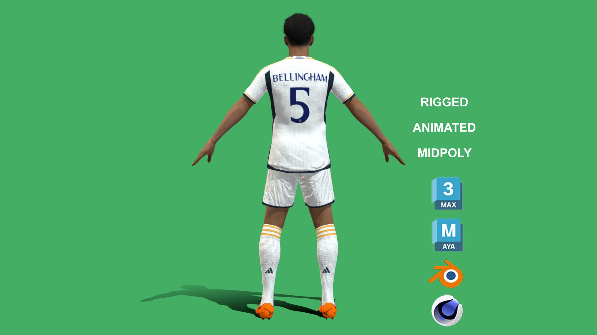 3D Rigged Jude Bellingham Real Madrid 2024 3D model animated rigged ...