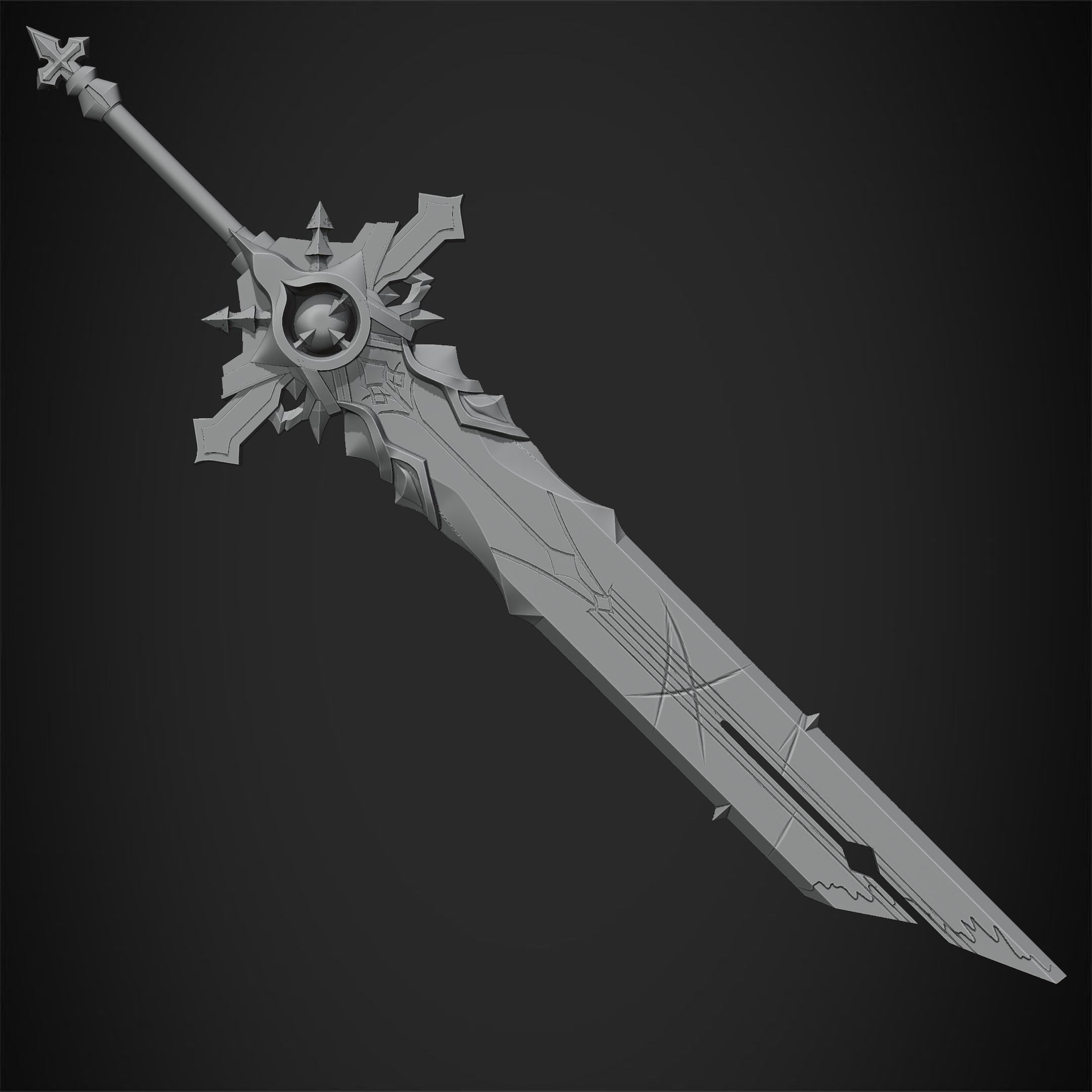 Genshin Impact Wolf Gravestone Sword for Cosplay 3D model 3D printable ...