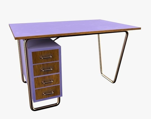 Czech Tubular Desk Working Desk Purple 3D model | CGTrader