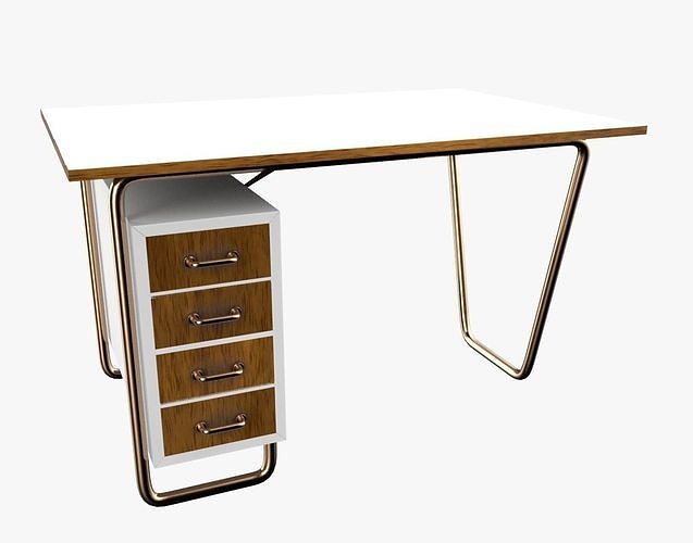 Czech Tubular Desk Working Desk White 3D model | CGTrader