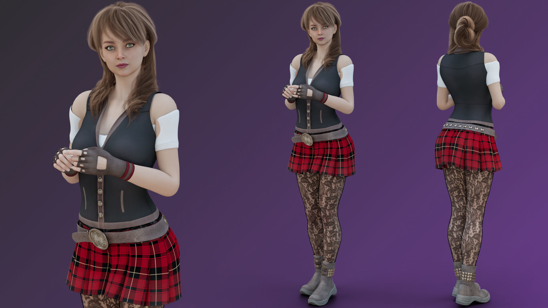 3D model Chick Pretty School Girl with Uni Party Style Outfit - Rigged ...