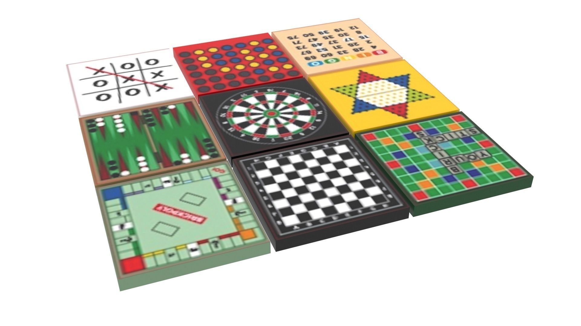 Board Game Lego Tiles Set 3D model | CGTrader