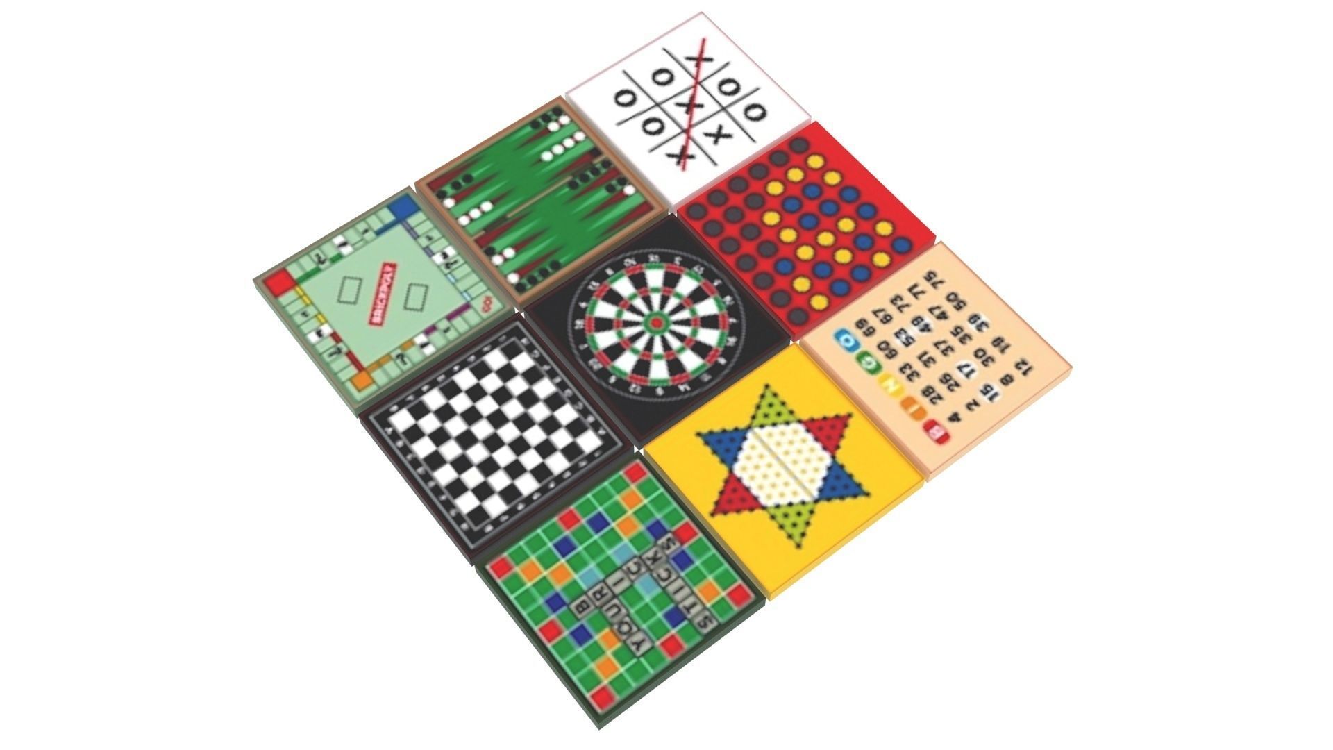 Board Game Lego Tiles Set 3D model | CGTrader