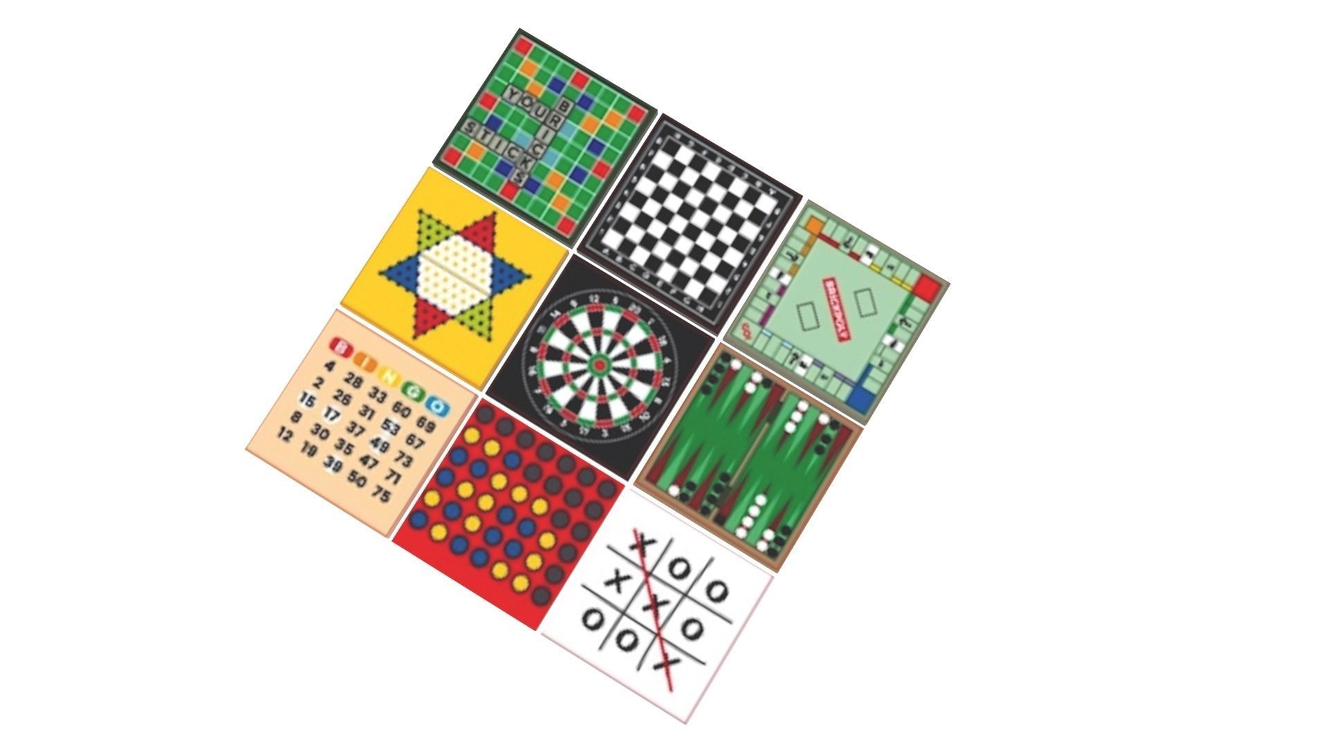 Board Game Lego Tiles Set 3D model | CGTrader