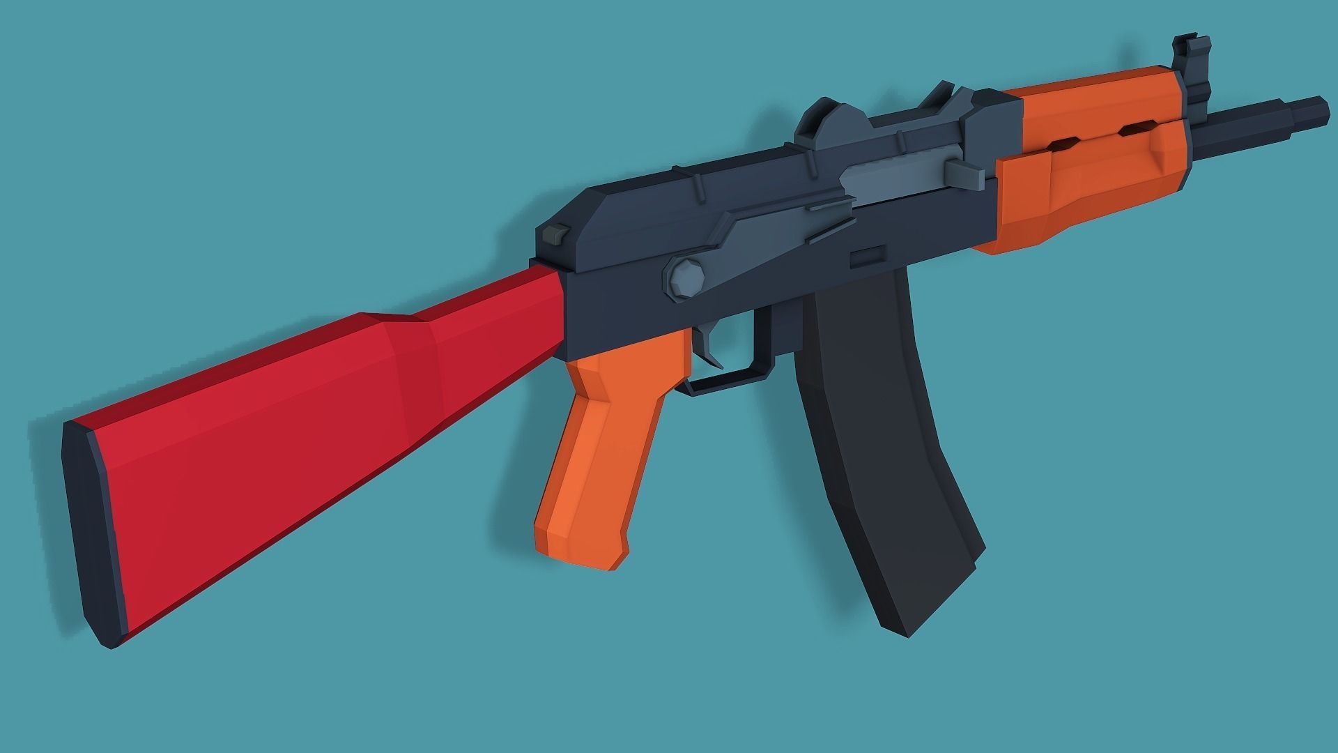 3D model Stylized Modular AKS-74U Rifle Low Poly Mobile Ready VR / AR ...