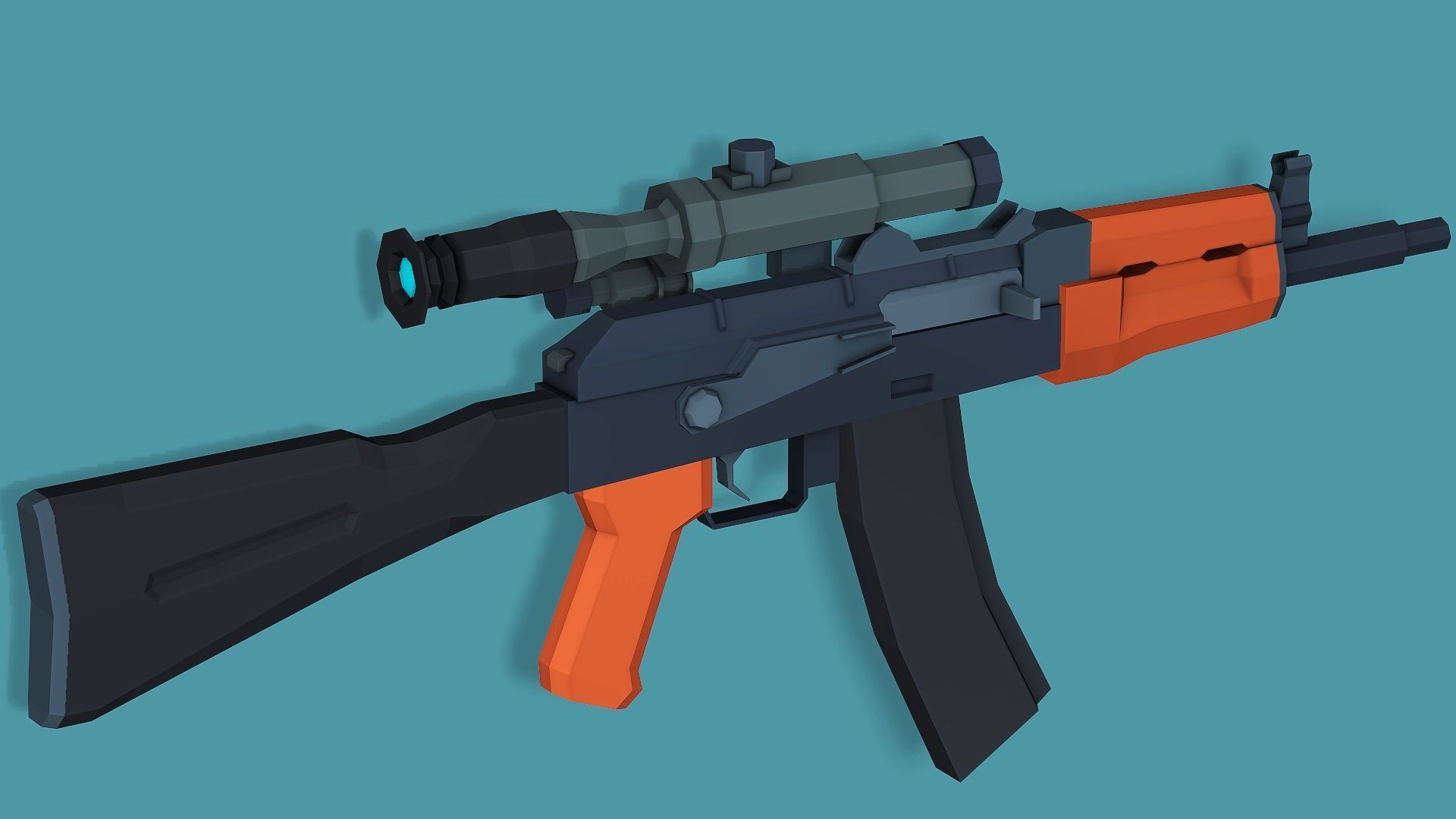 3D model Stylized Modular AKS-74U Rifle Low Poly Mobile Ready VR / AR ...