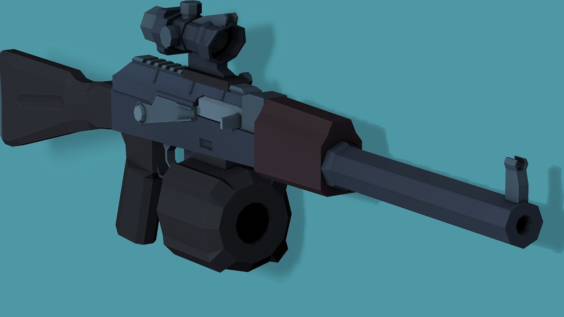 3D model Stylized Modular AKS-74U Rifle Low Poly Mobile Ready VR / AR ...