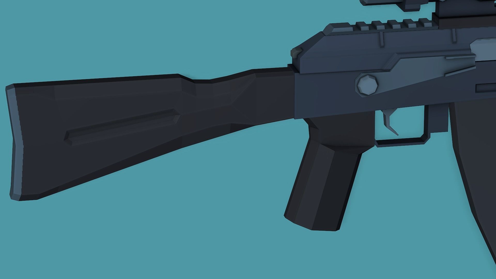 3D model Stylized Modular AKS-74U Rifle Low Poly Mobile Ready VR / AR ...