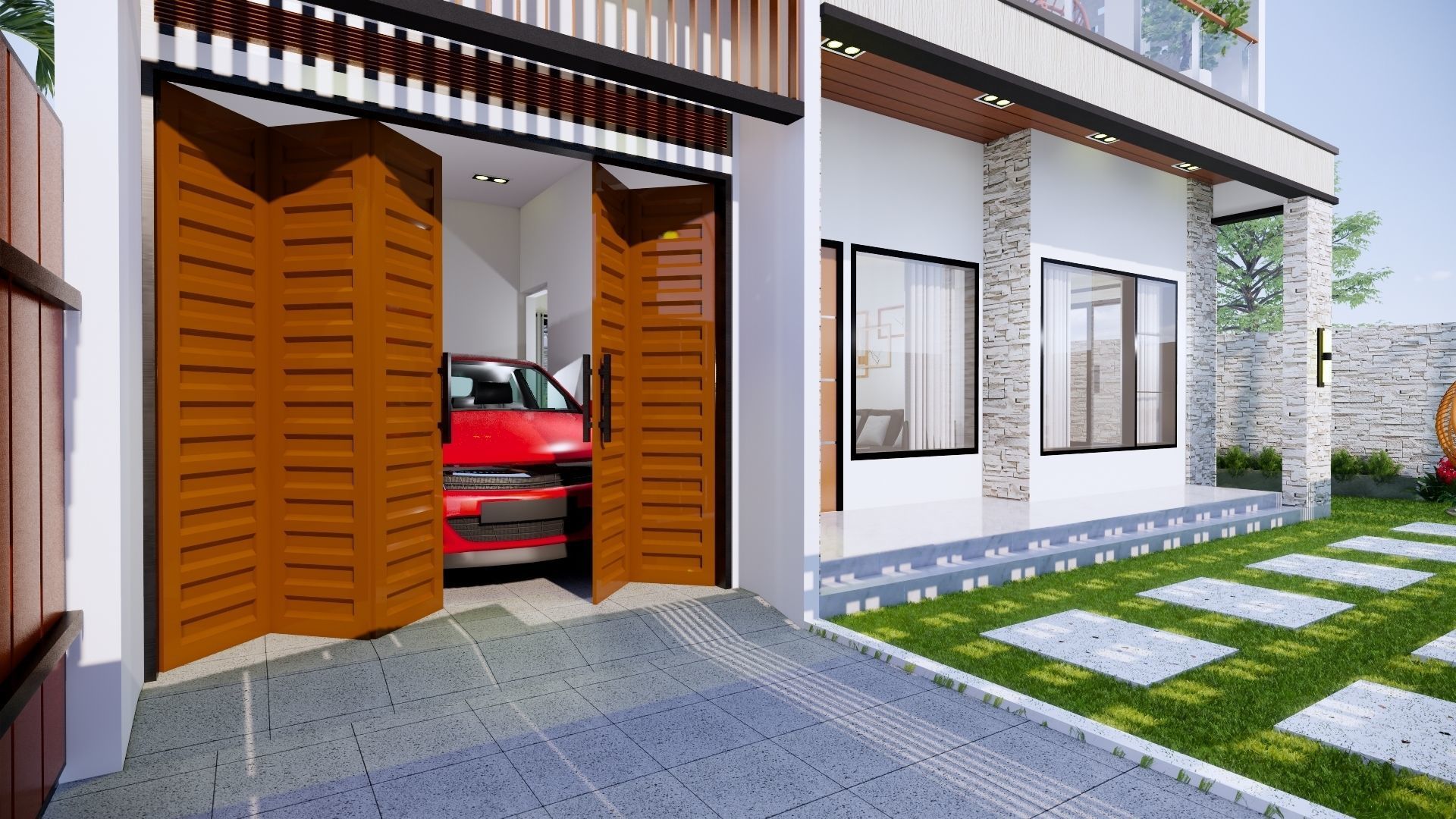 2 Floor and Rooftop Modern House Design Full Interior Furnish 3D model ...