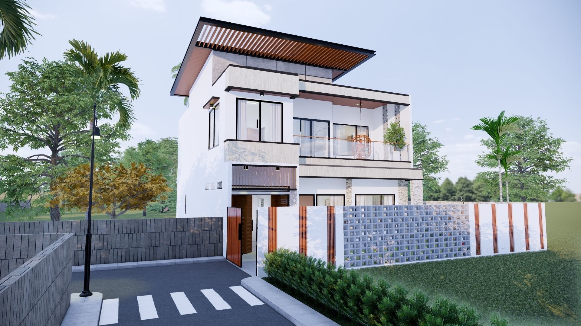 2 Floor and Rooftop Modern House Design Full Interior Furnish 3D model ...
