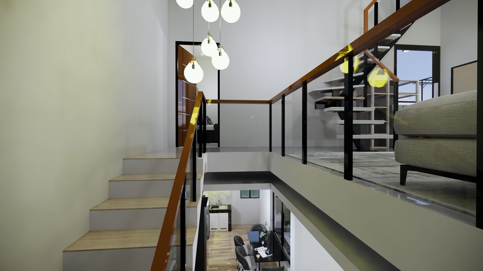 2 Floor and Rooftop Modern House Design Full Interior Furnish 3D model ...