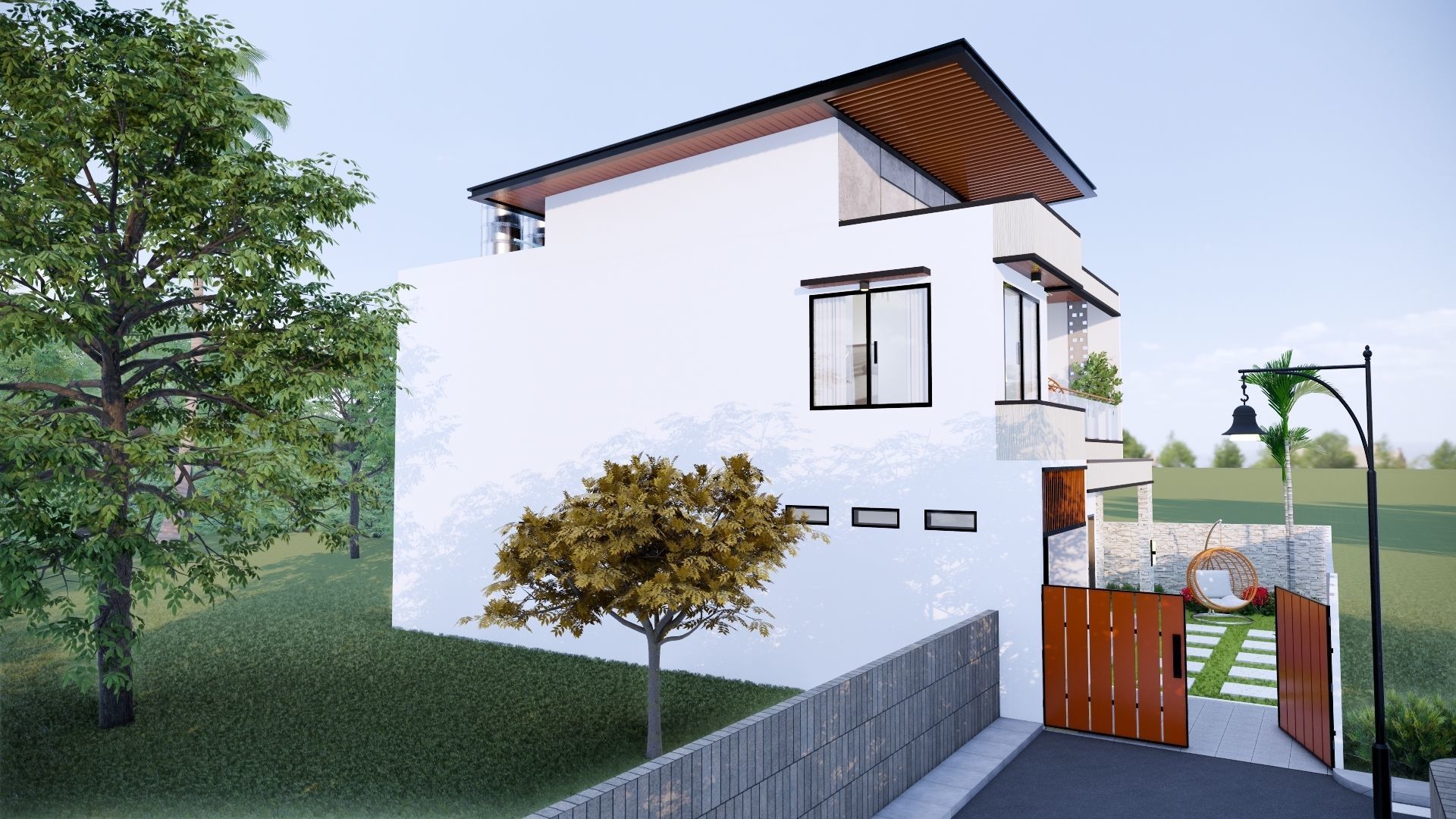 2 Floor and Rooftop Modern House Design Full Interior Furnish 3D model ...