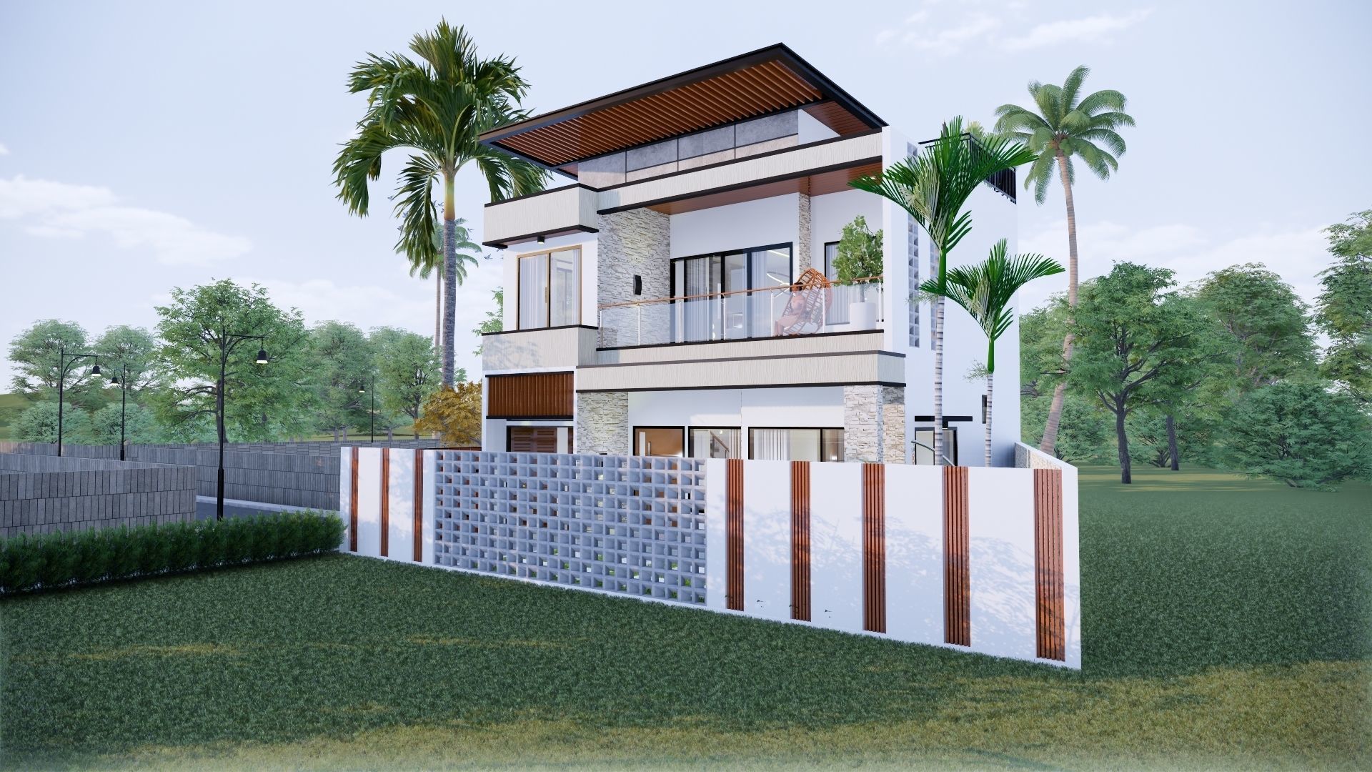 2 Floor and Rooftop Modern House Design Full Interior Furnish 3D model ...