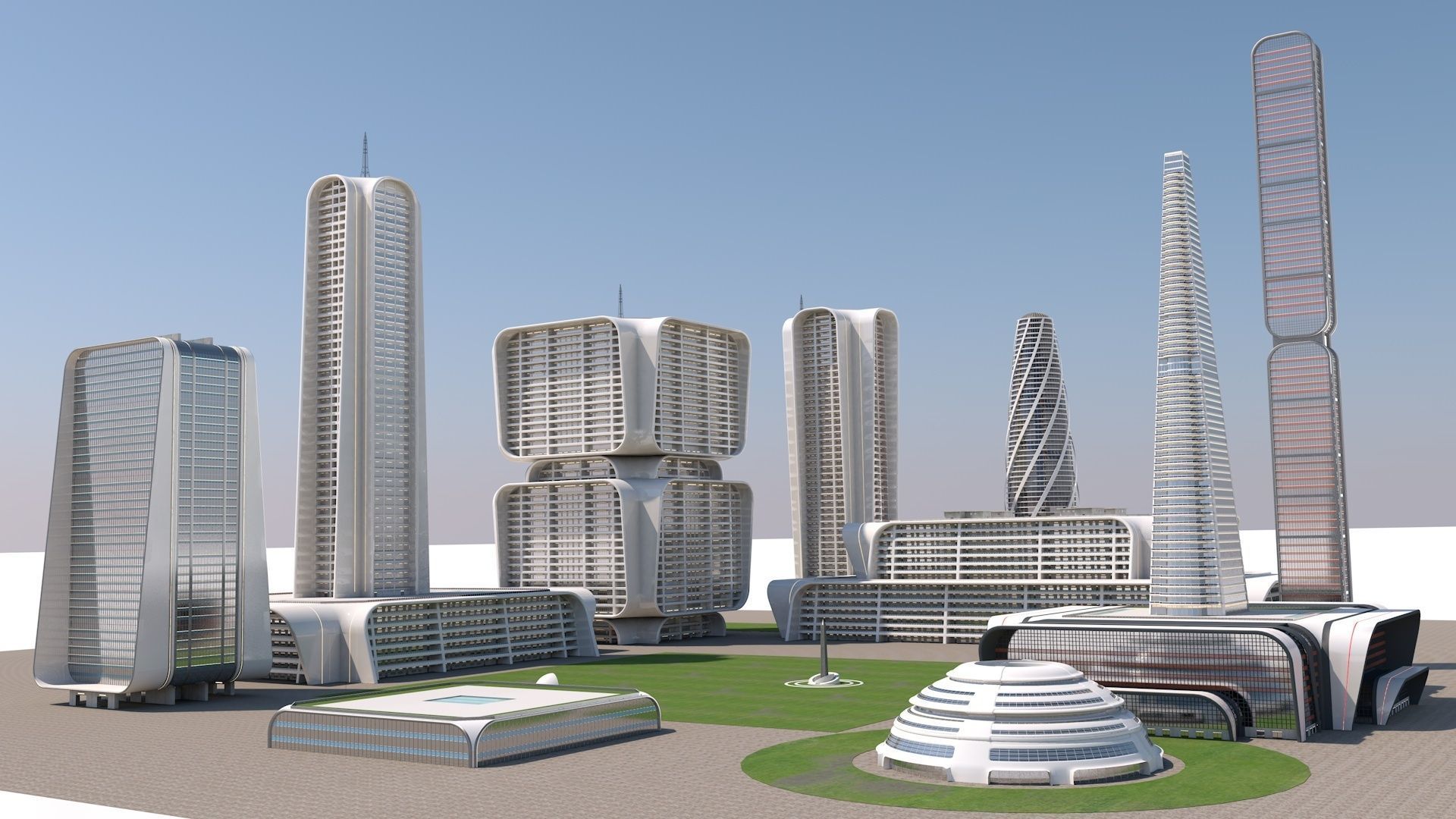 futuristic buildings 3D model | CGTrader