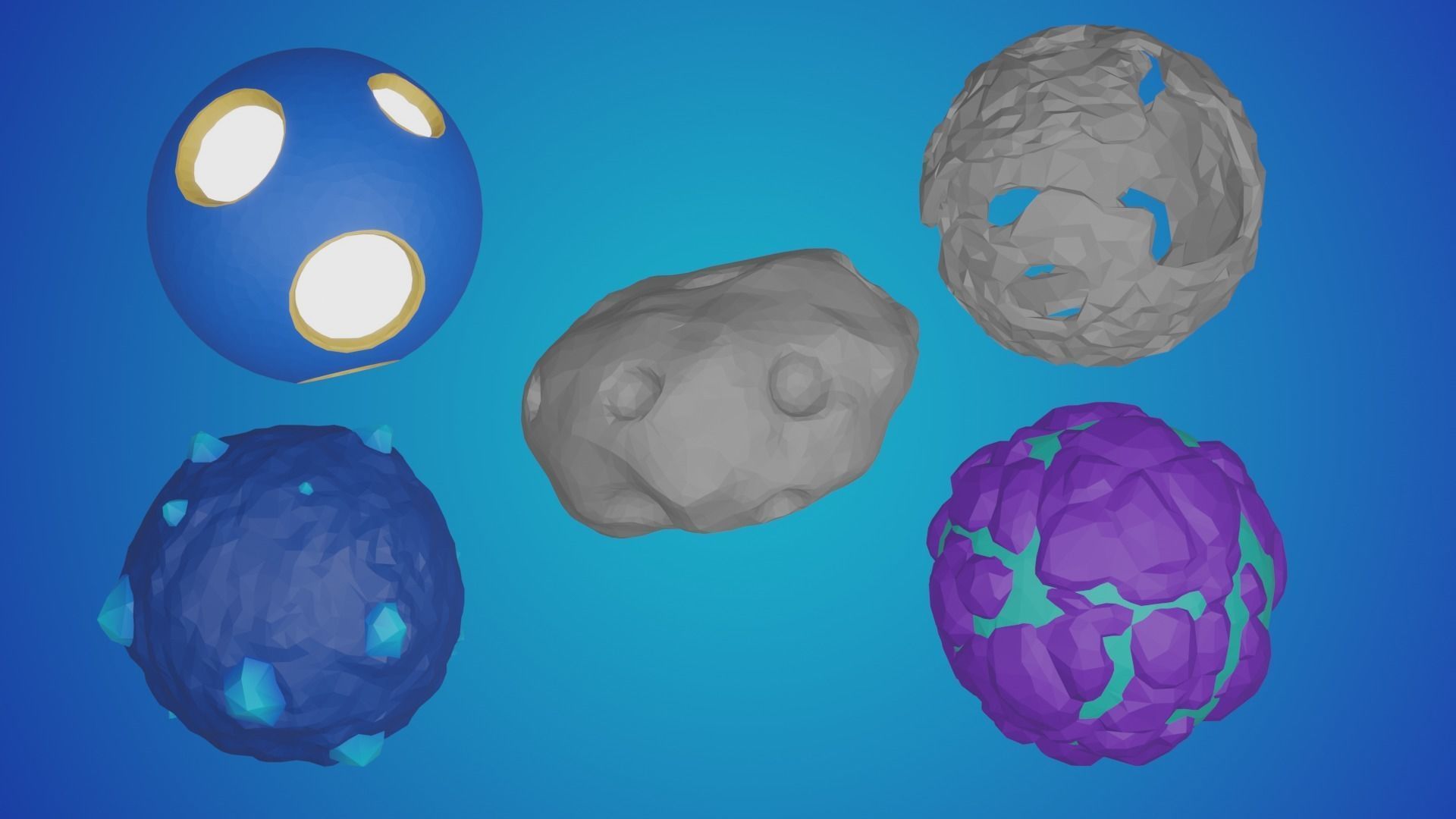 3D model LowPoly Planets Pack VR / AR / low-poly | CGTrader