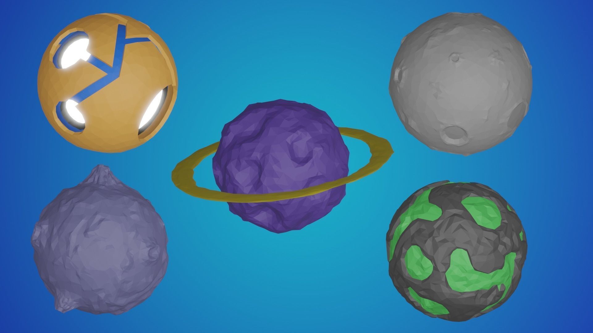 3D model LowPoly Planets Pack VR / AR / low-poly | CGTrader