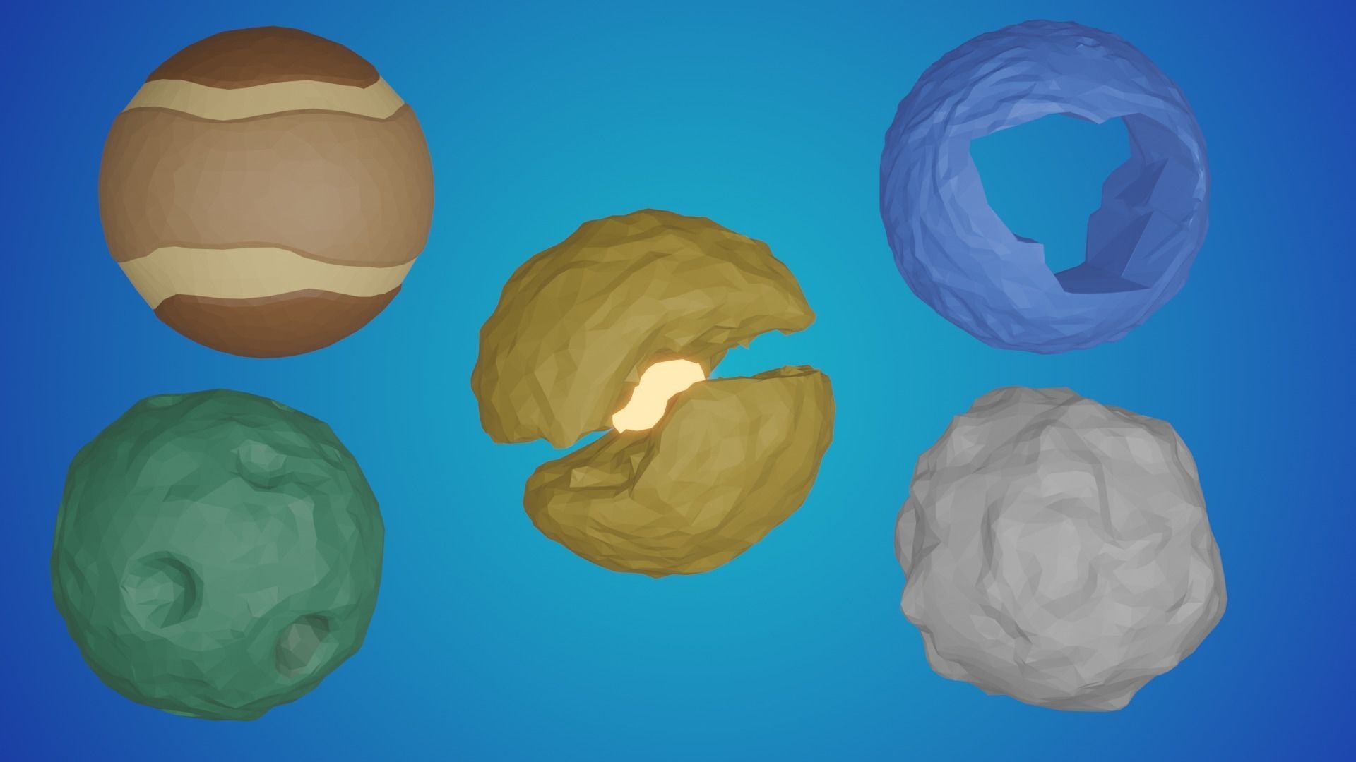 3D model LowPoly Planets Pack VR / AR / low-poly | CGTrader
