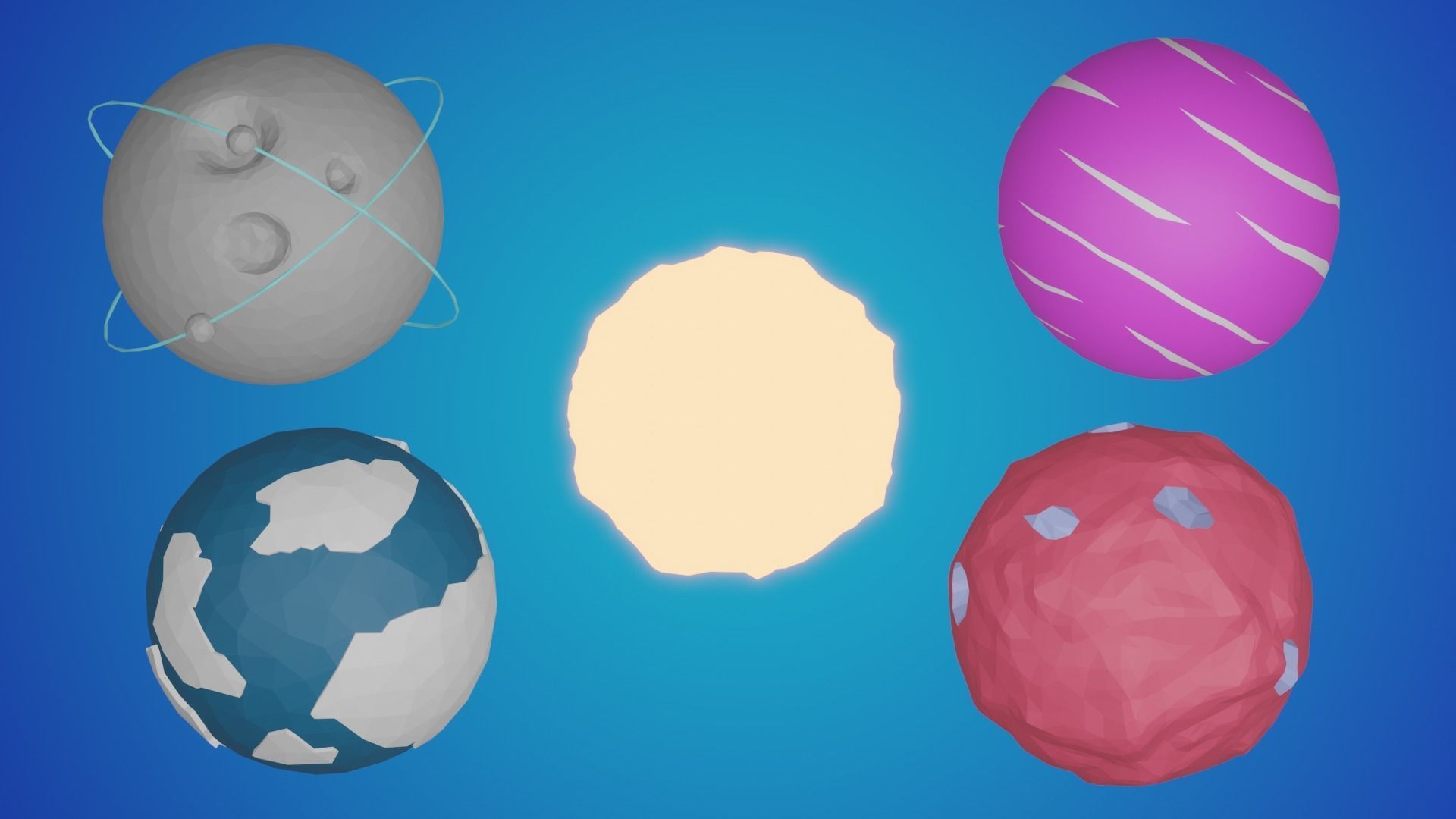 3D model LowPoly Planets Pack VR / AR / low-poly | CGTrader