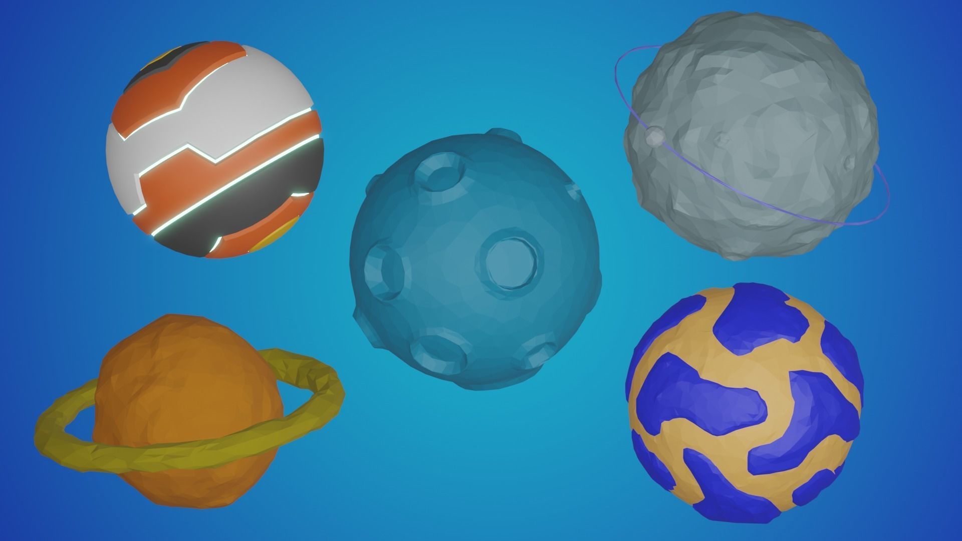 3D model LowPoly Planets Pack VR / AR / low-poly | CGTrader