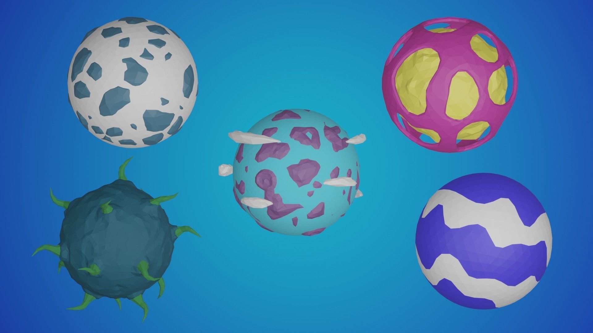 3D model LowPoly Planets Pack VR / AR / low-poly | CGTrader