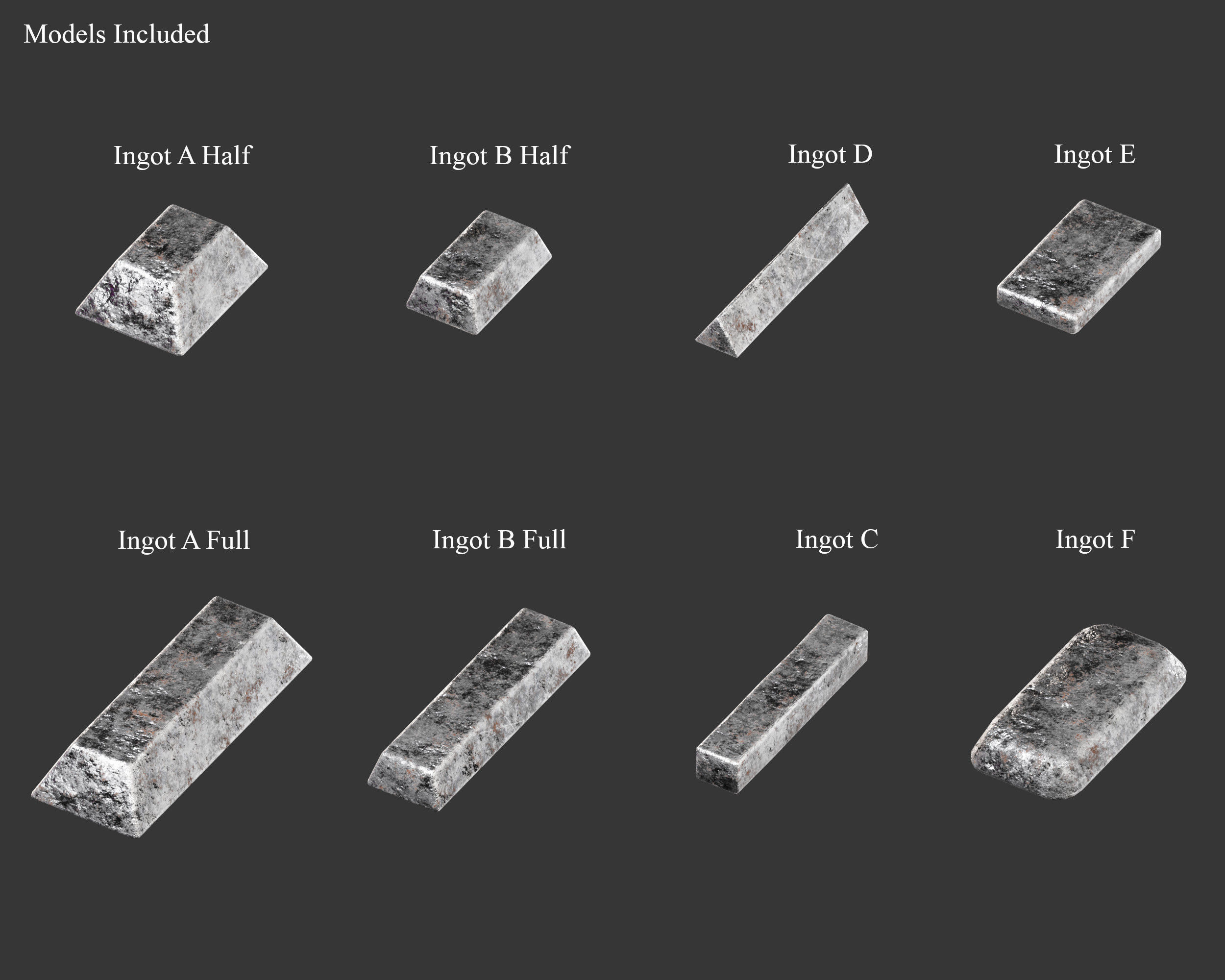 3D model Medieval Treasure Metal Ingots VR / AR / low-poly | CGTrader