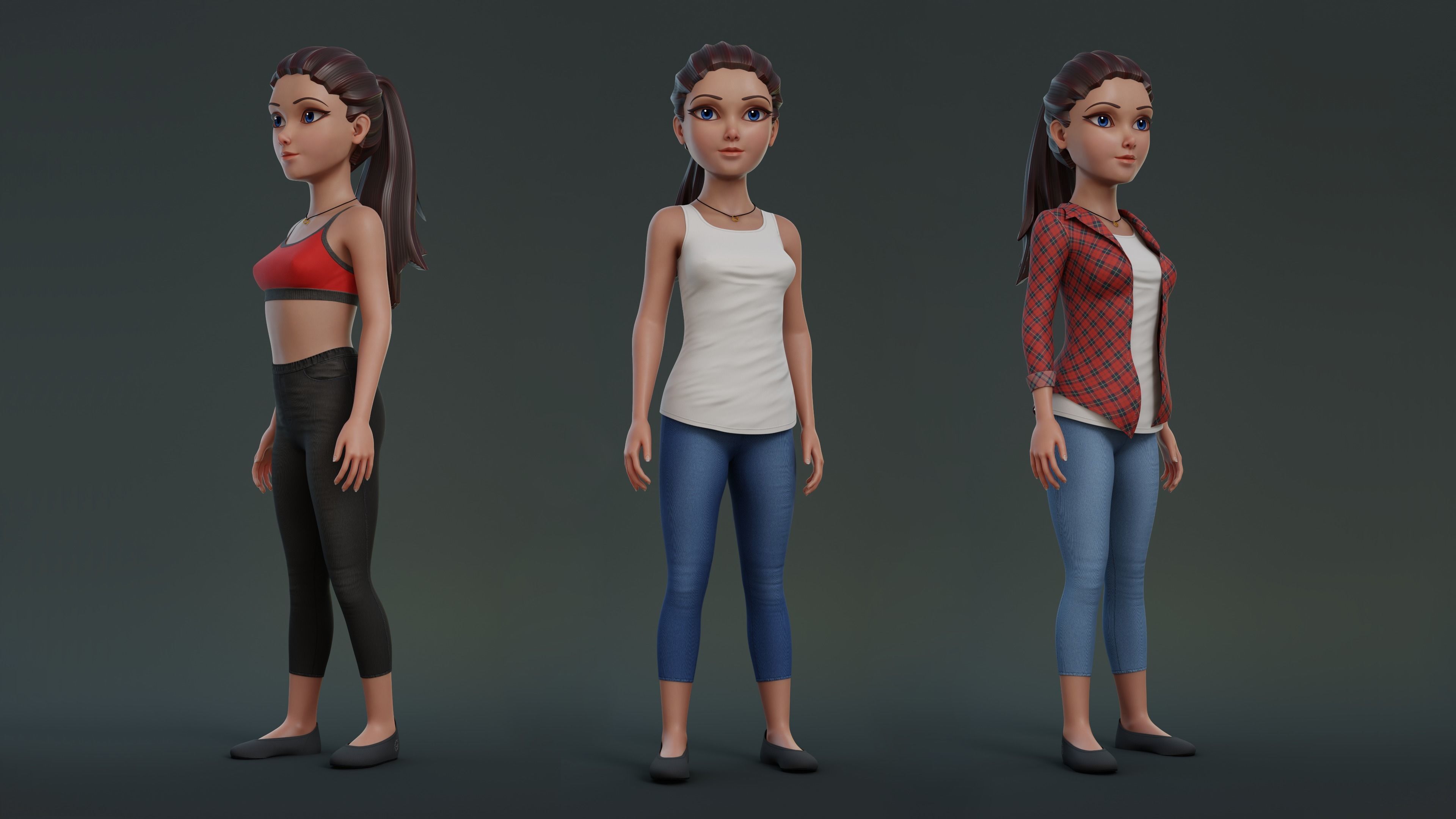 Stylized Pony Girl 3D model rigged | CGTrader