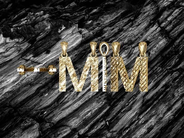 M Letter Alphabet Tiles Texture Pendant 3D Print Model 3D model 3D ...