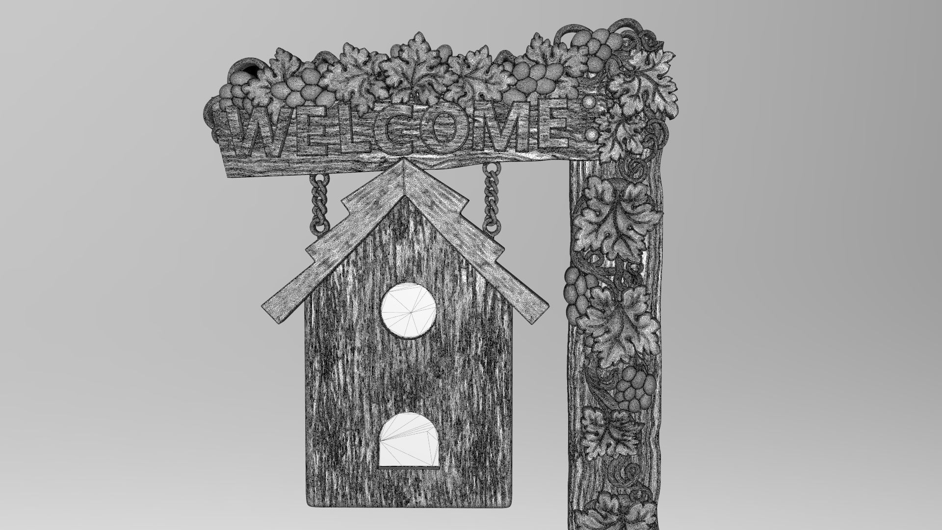 Welcome sign board with bunch of grapes 3D model 3D printable | CGTrader