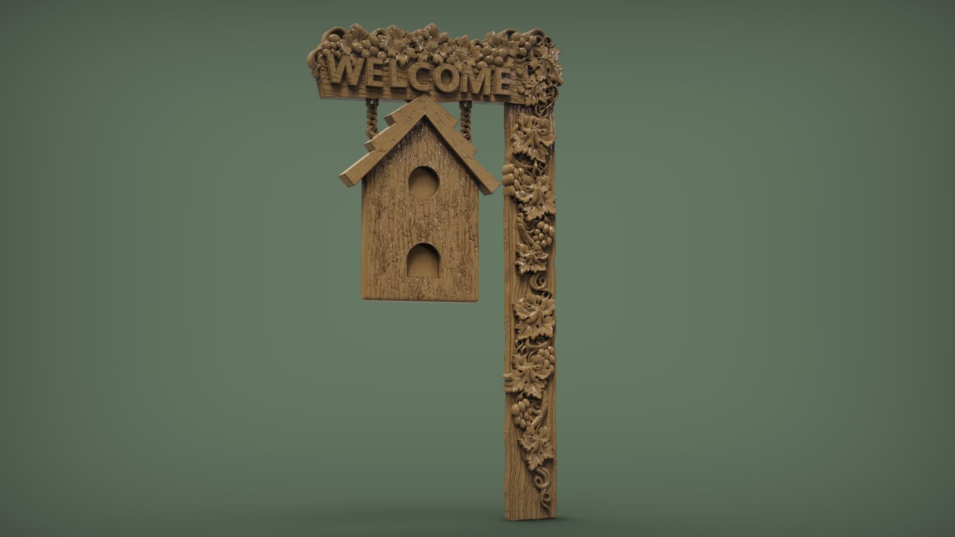 Welcome sign board with bunch of grapes 3D model 3D printable | CGTrader