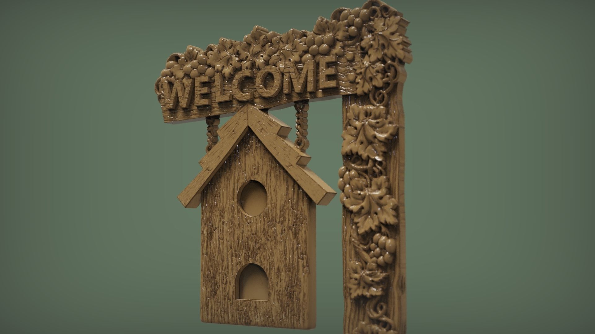 Welcome sign board with bunch of grapes 3D model 3D printable | CGTrader