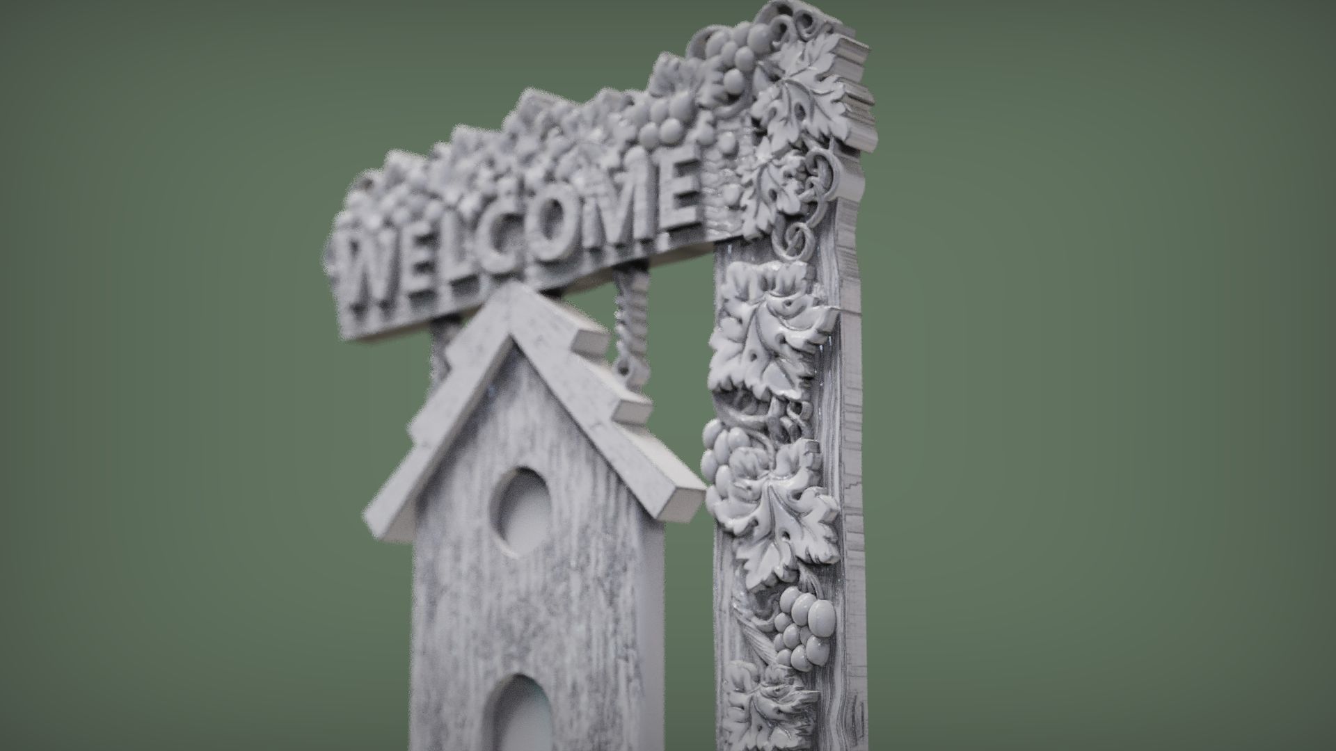 Welcome sign board with bunch of grapes 3D model 3D printable | CGTrader