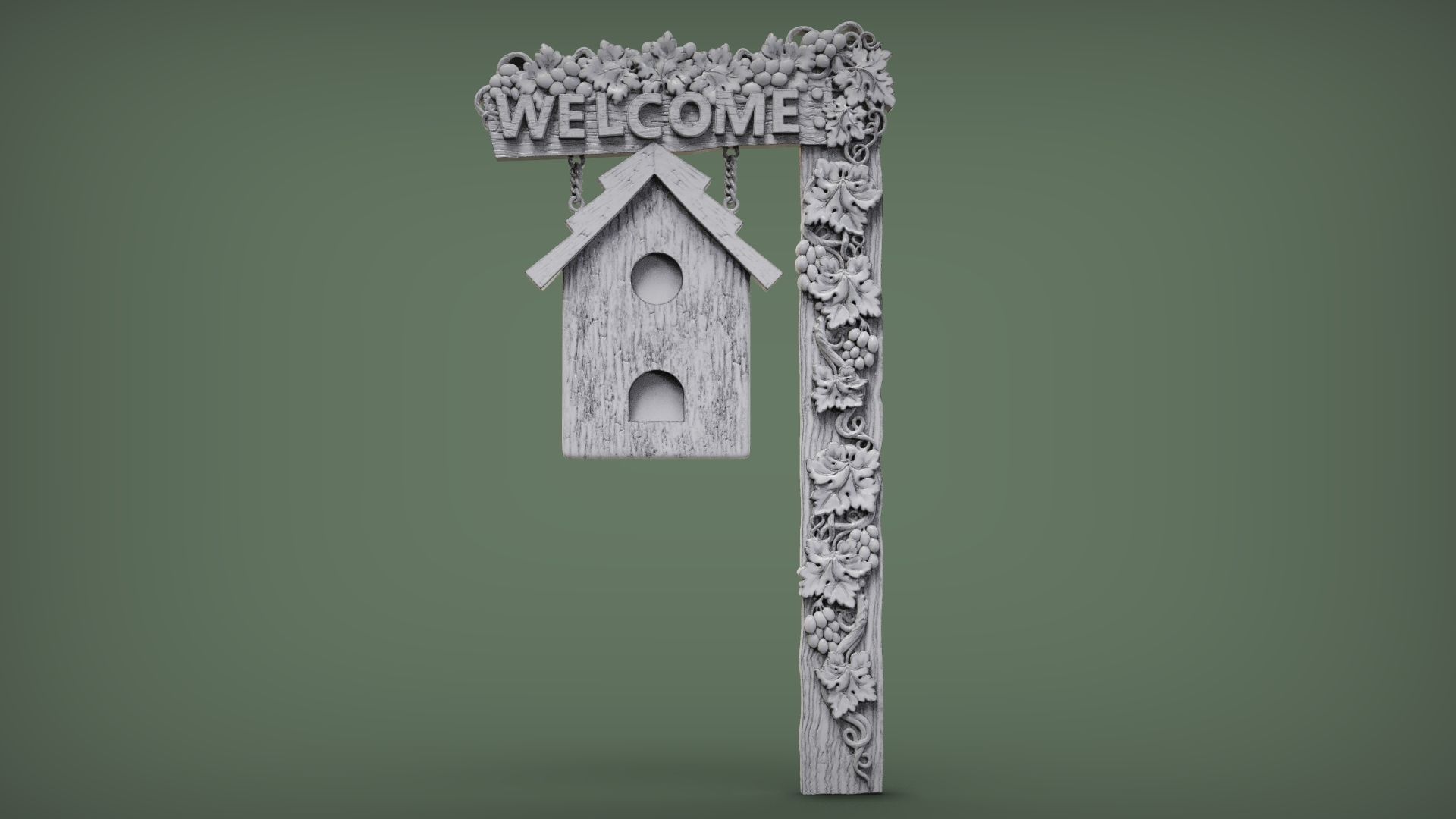 Welcome sign board with bunch of grapes 3D model 3D printable | CGTrader