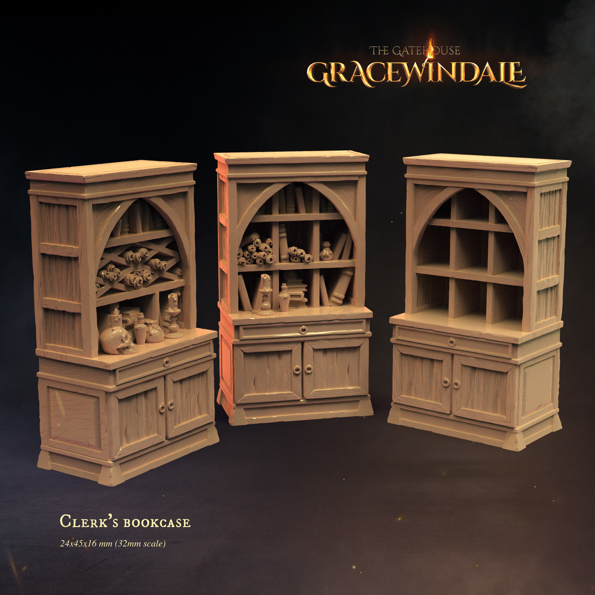 Gatehouse - Bookcase 3D model 3D printable | CGTrader