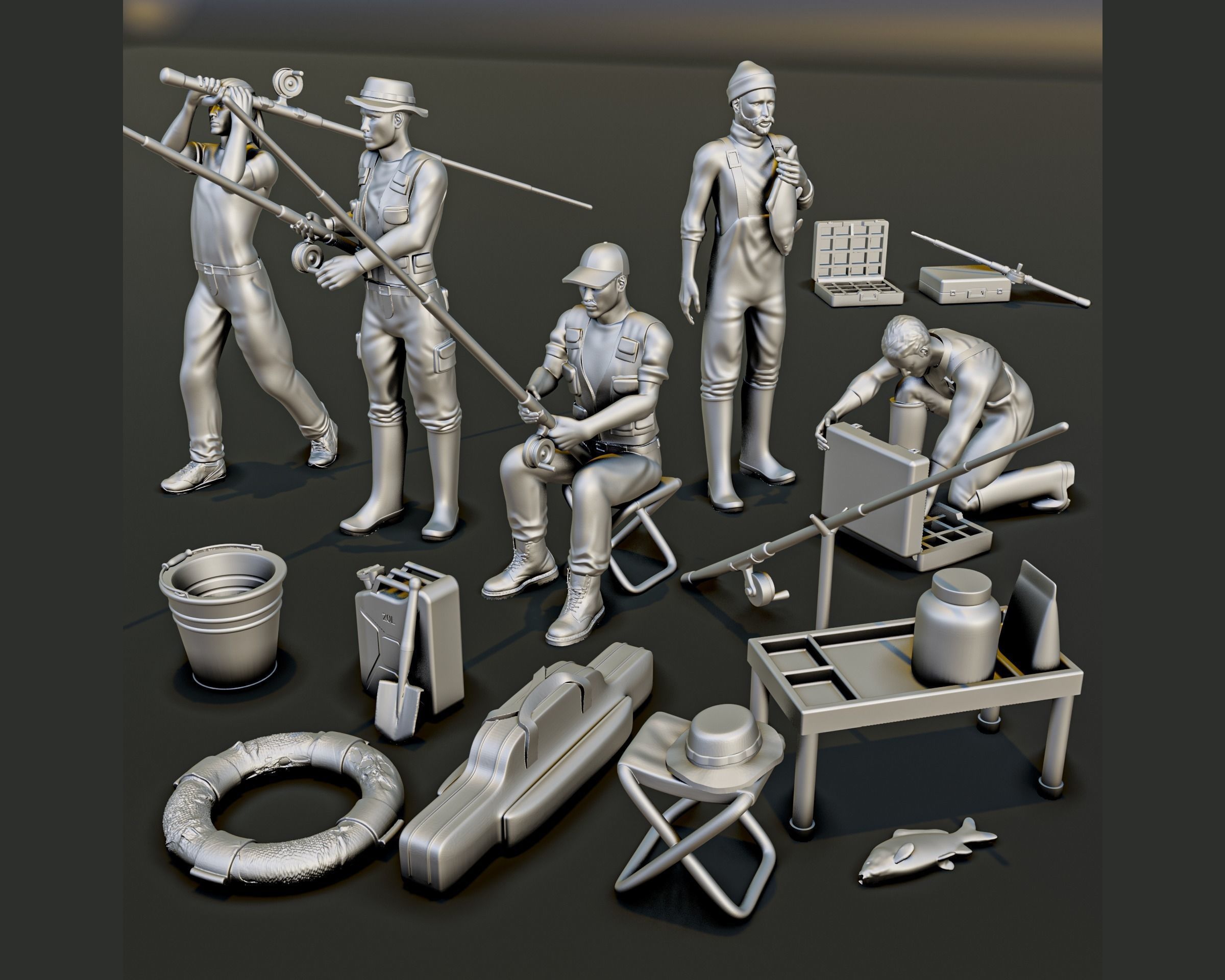 Fishing Diorama Pack 3D model 3D printable | CGTrader