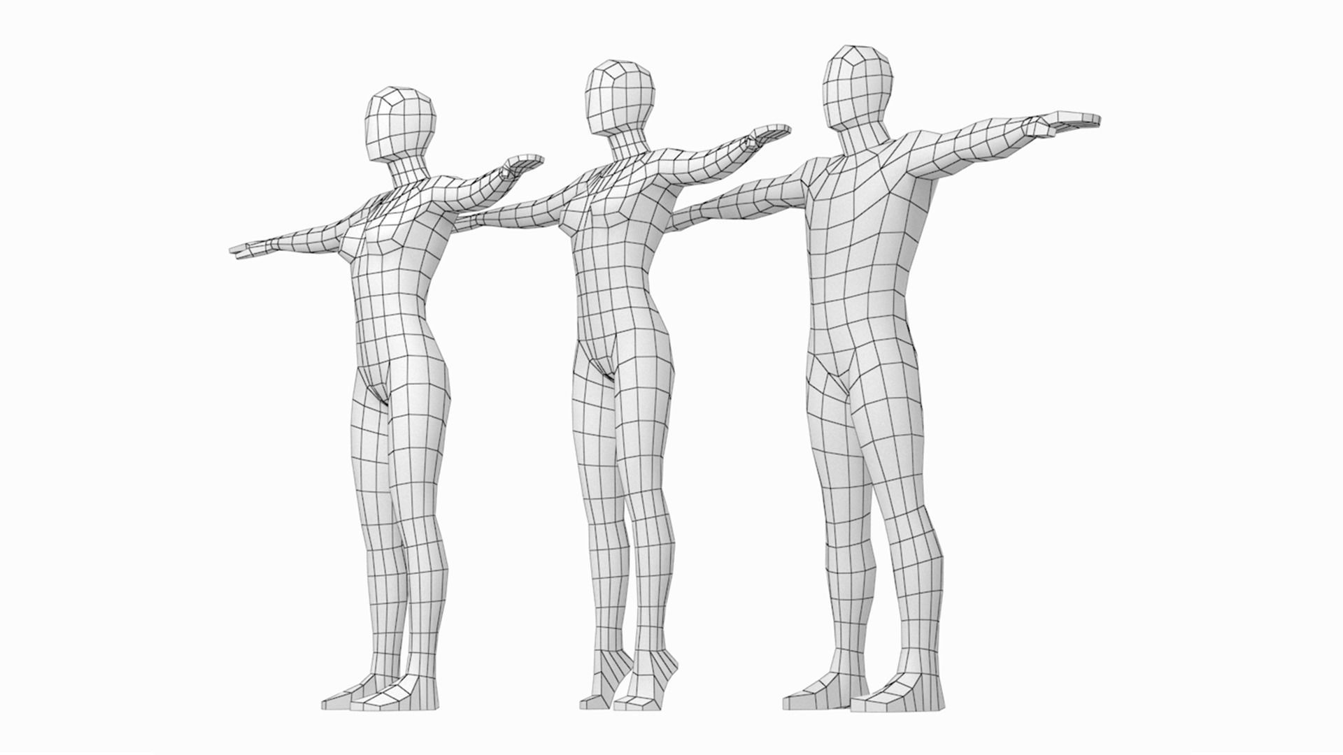 Natural Female and Male in T-Pose Base Mesh 3D model | CGTrader