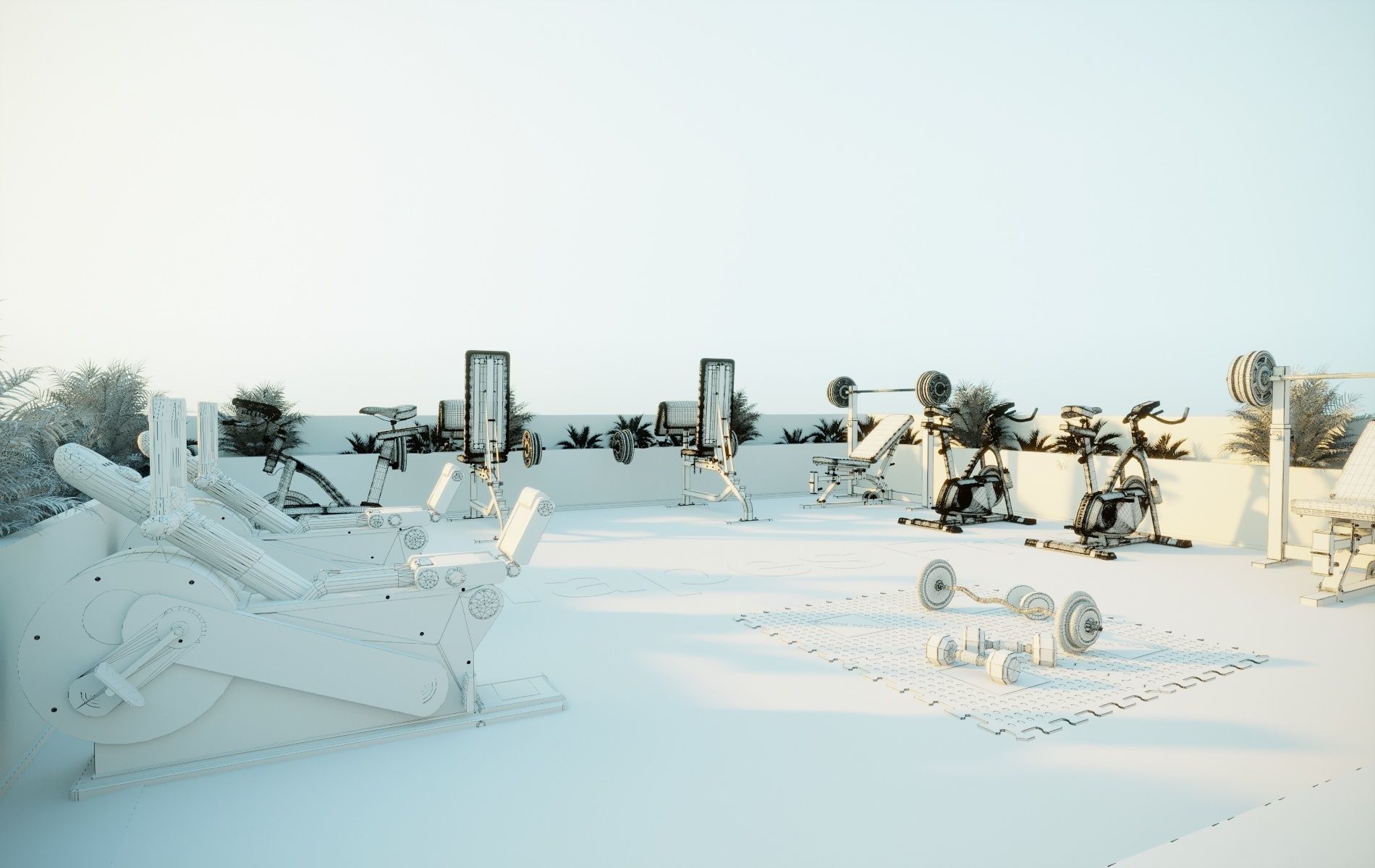 Rooftop gym 3d model 3D model | CGTrader