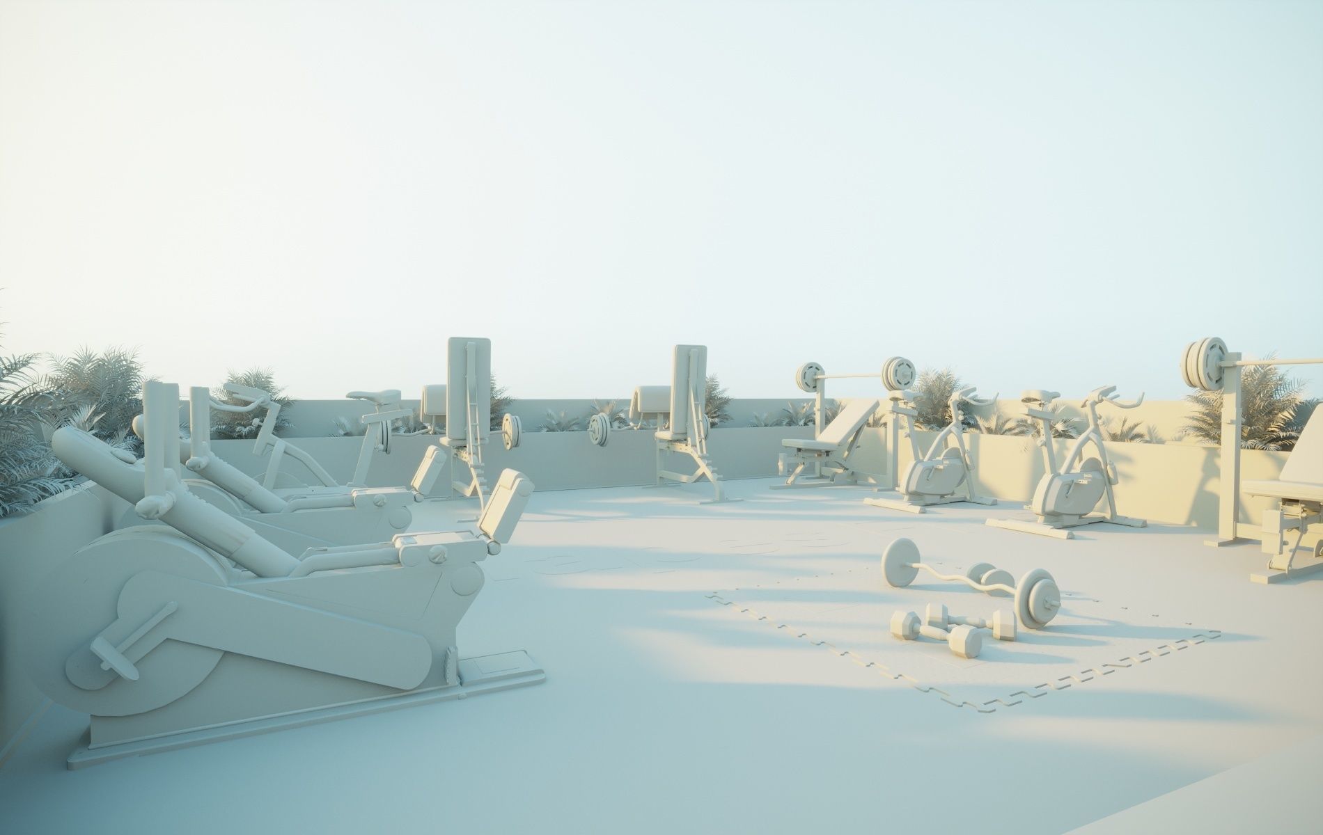 Rooftop gym 3d model 3D model | CGTrader