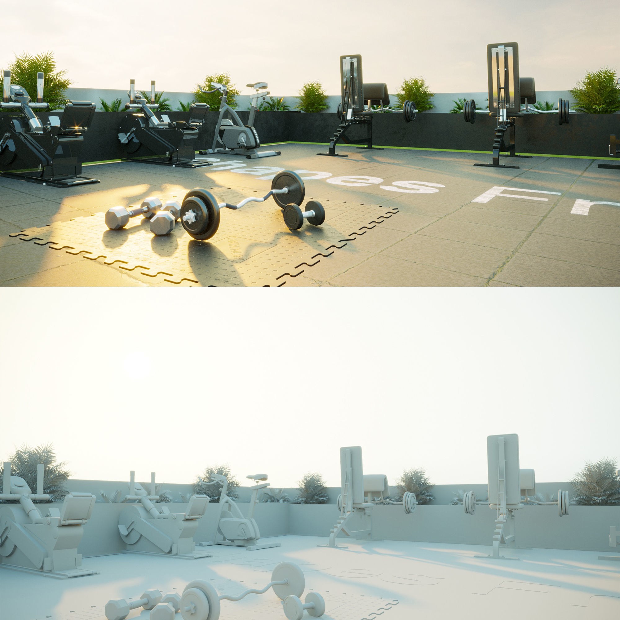Rooftop gym 3d model 3D model | CGTrader
