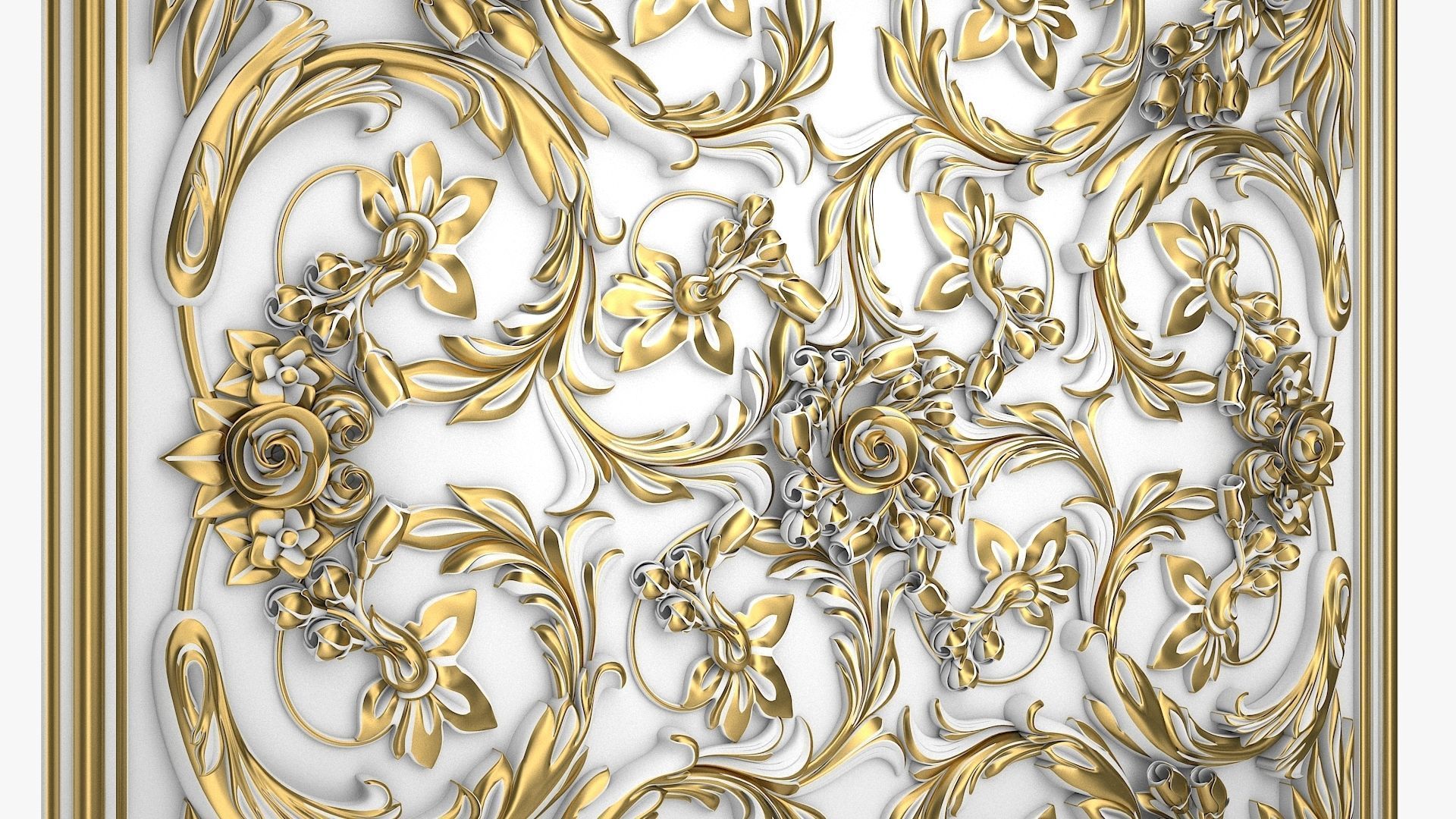 Decorative Ceiling Baroque Style Panel for CNC router 3D model | CGTrader