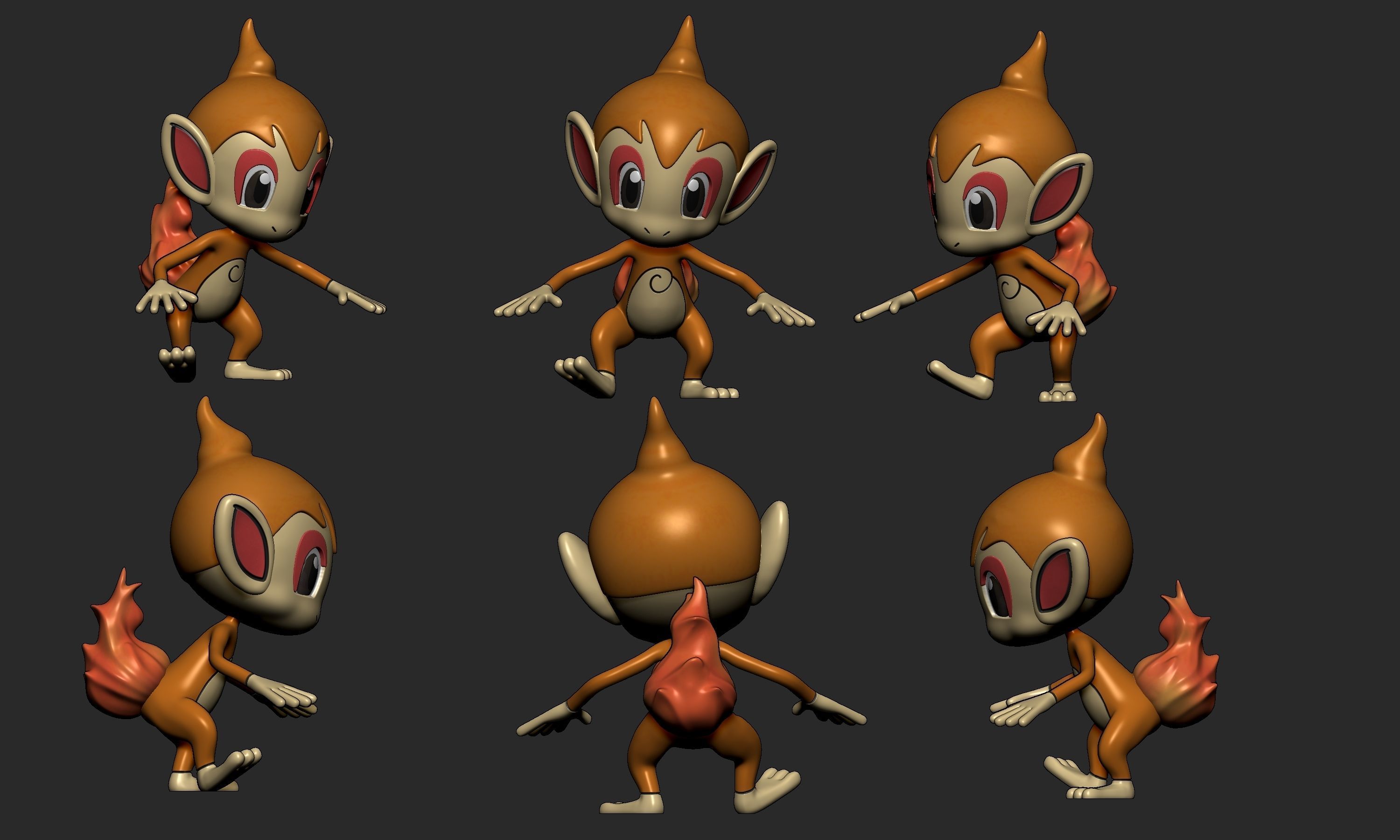 Pokemon - Chimchar with 3 poses 3D model 3D printable | CGTrader