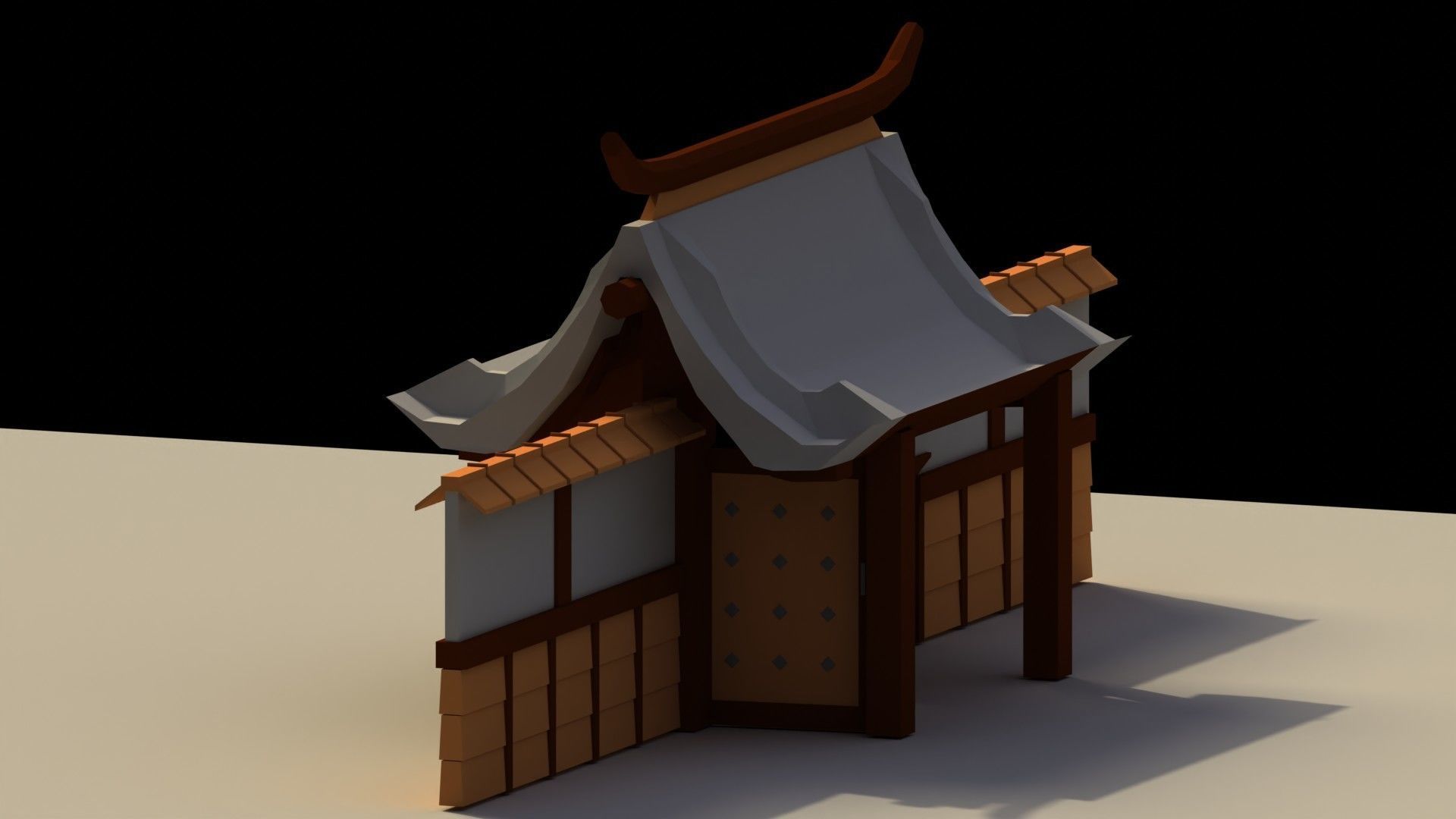 3D model Low Poly Japanese Gate VR / AR / low-poly | CGTrader