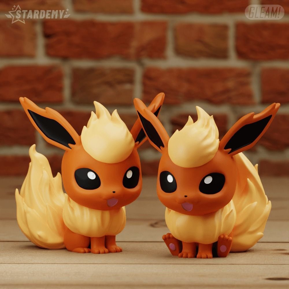 Flareon Chibi Pokemon 2 Models Easy Print no Support 3D model 3D printable | CGTrader