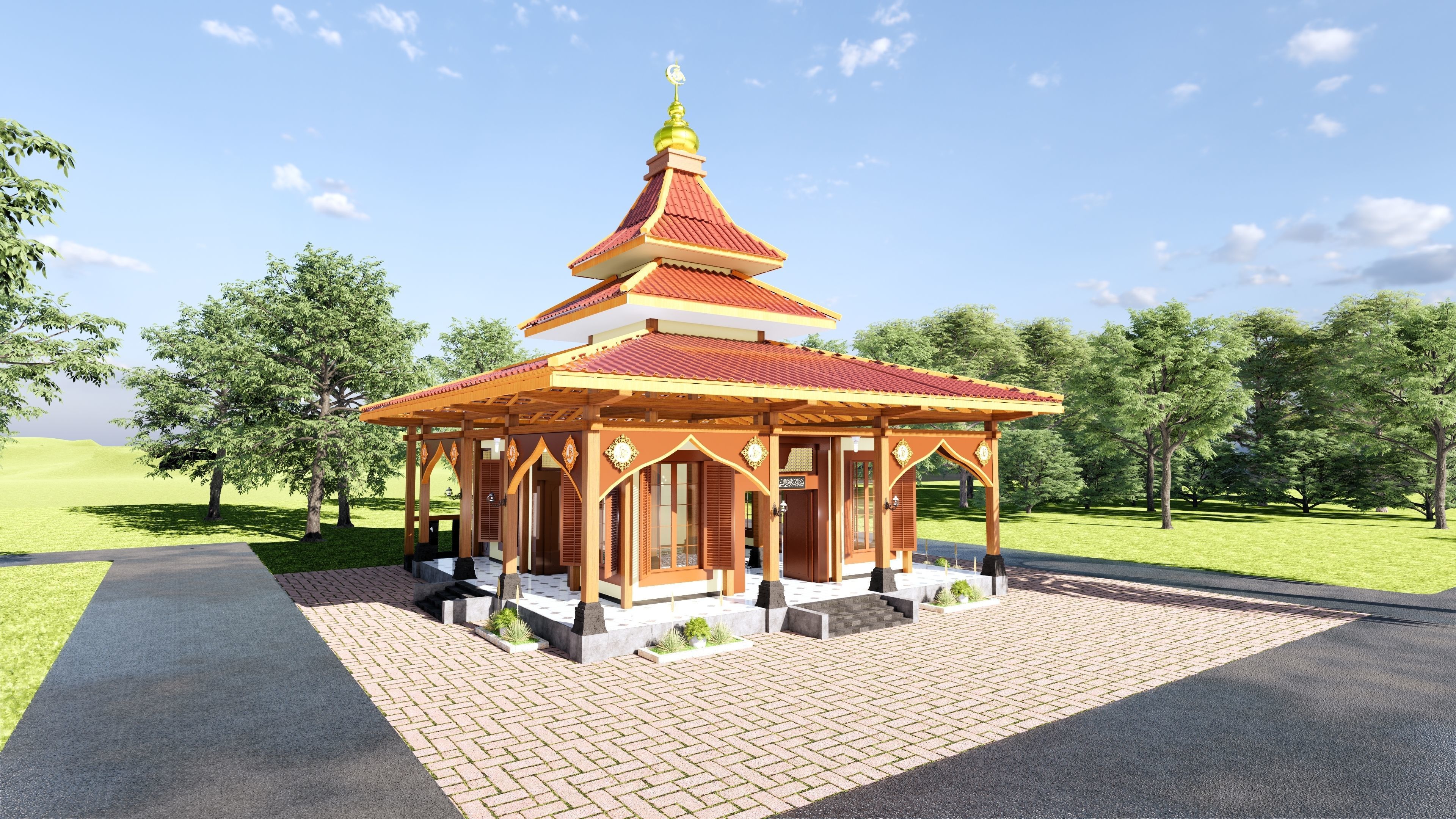Joglo Traditional Java Indonesian Mosque architecture 3D model | CGTrader