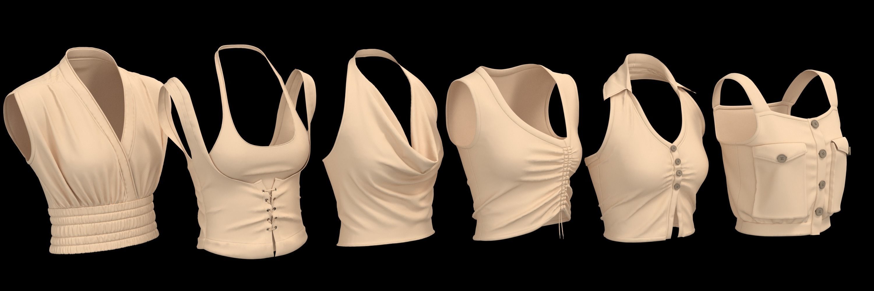 12 Womens Crop Top 3D model | CGTrader