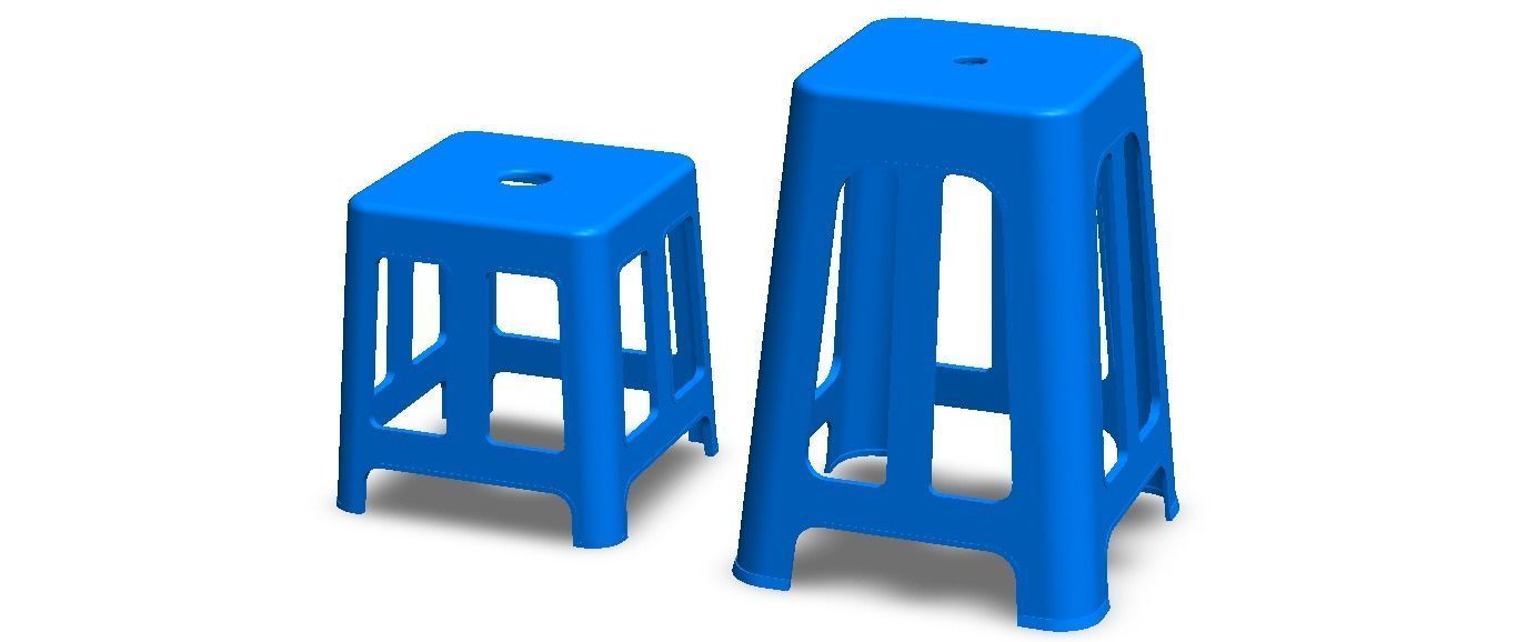 Blue Plastic Stool 3D model | CGTrader