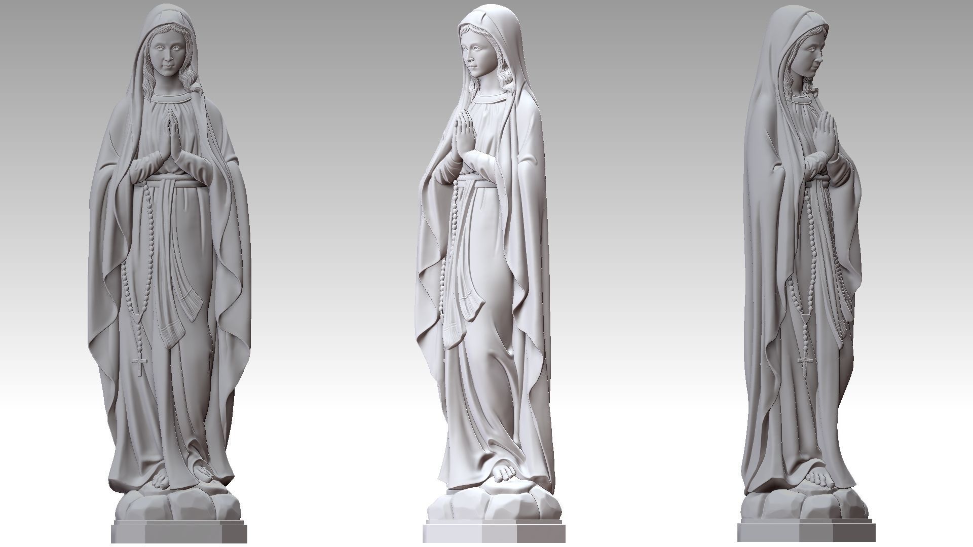 Our Lady of Lourdes - Virgin Mary 3D model 3D printable | CGTrader