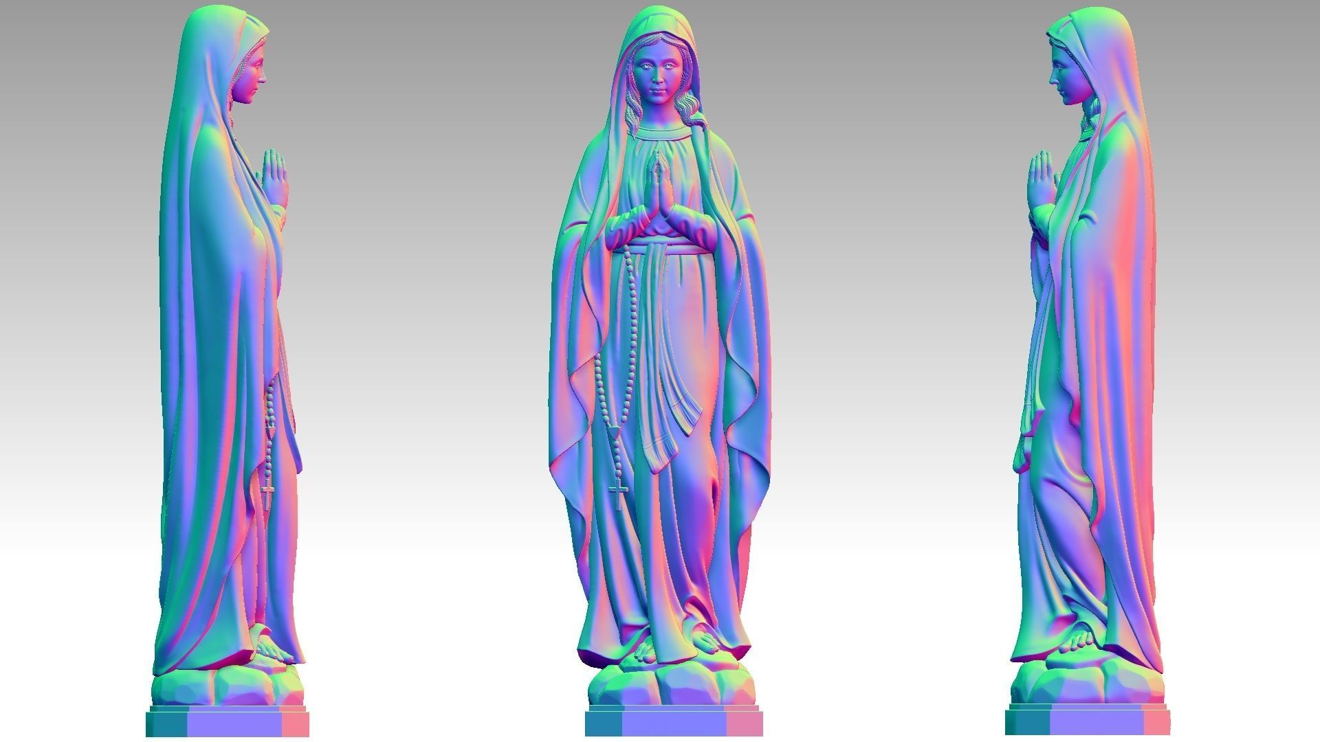 Our Lady of Lourdes - Virgin Mary 3D model 3D printable | CGTrader