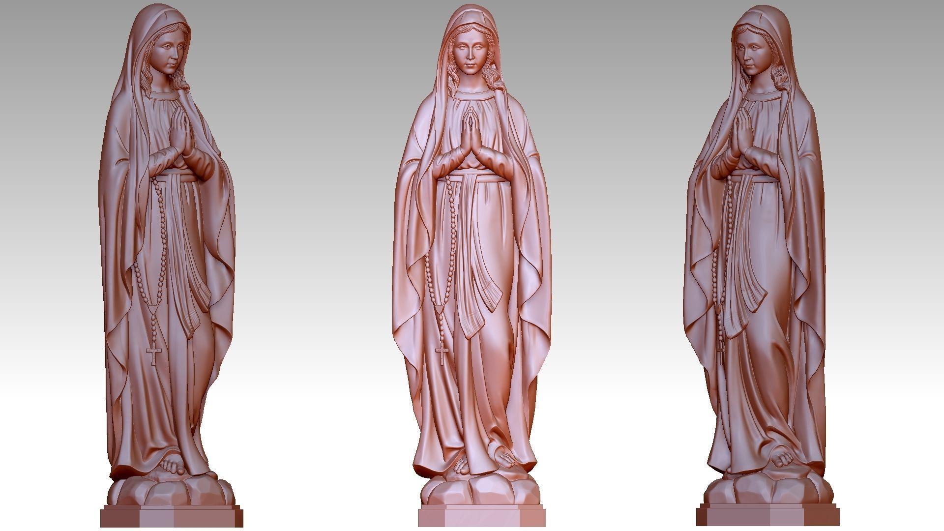 Our Lady of Lourdes - Virgin Mary 3D model 3D printable | CGTrader