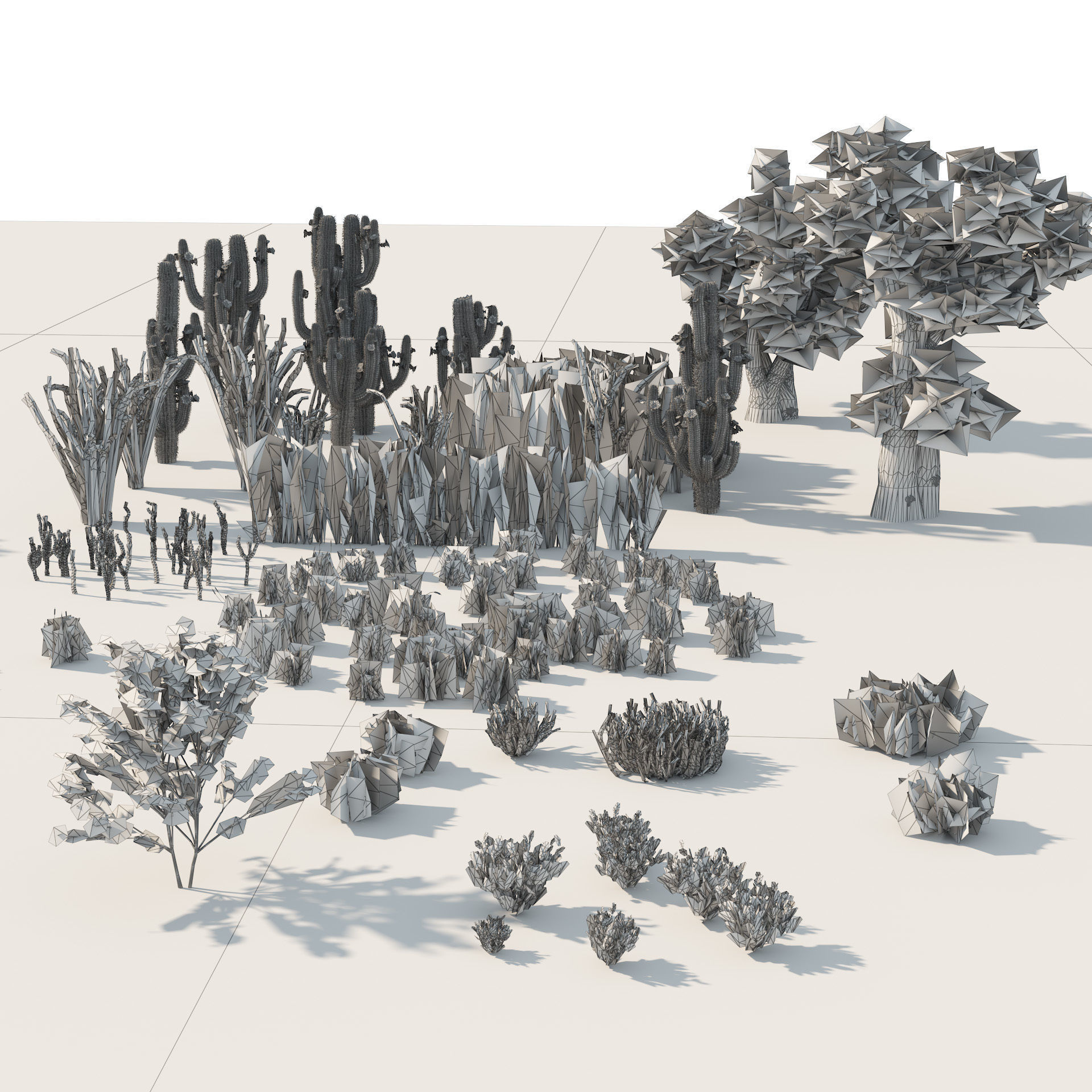 3D model low poly desert plants weed and trees VR / AR / low-poly ...
